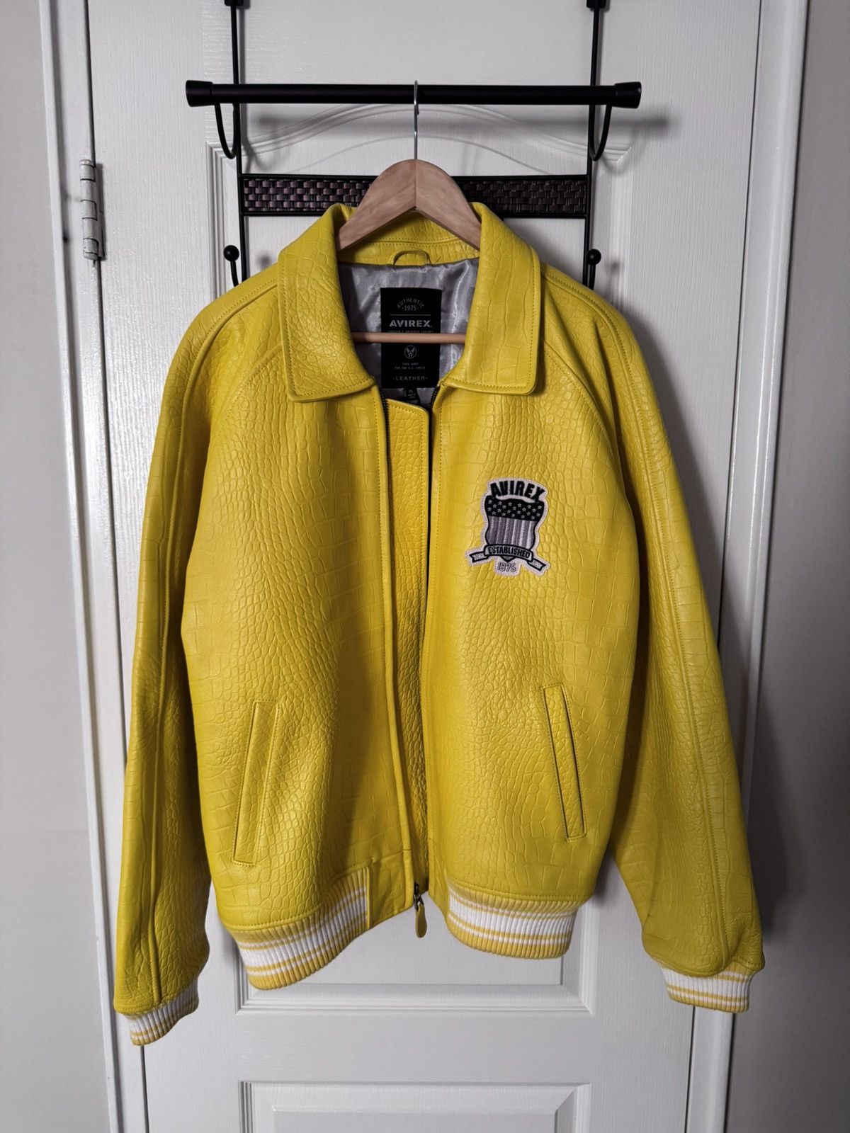 Avirex Avirex Leather Crocodile Varsity Jacket READ DESCRIPTION | Grailed