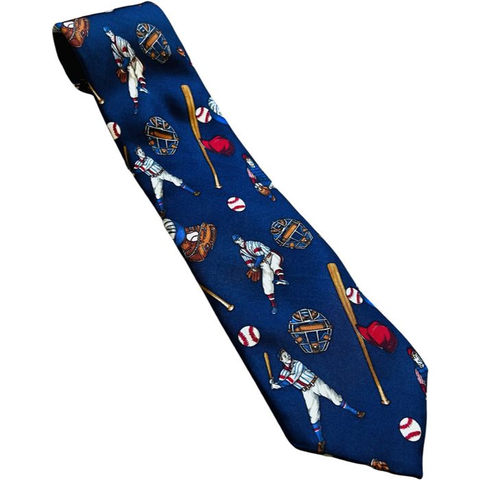 Vintage Lands' End Silk Navy Blue Vintage Umpire Baseball Tie 90s | Grailed