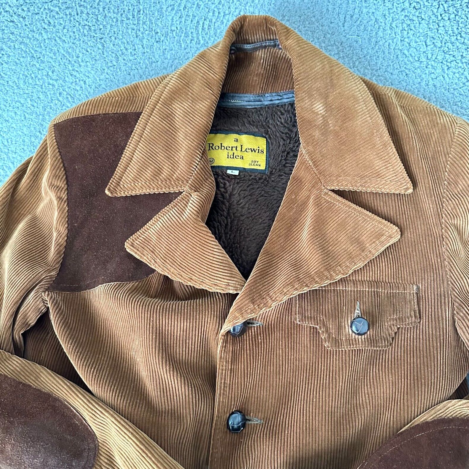 Vintage Vintage Robert Lewis Jacket Adult Large Brown Corduroy Leather ...