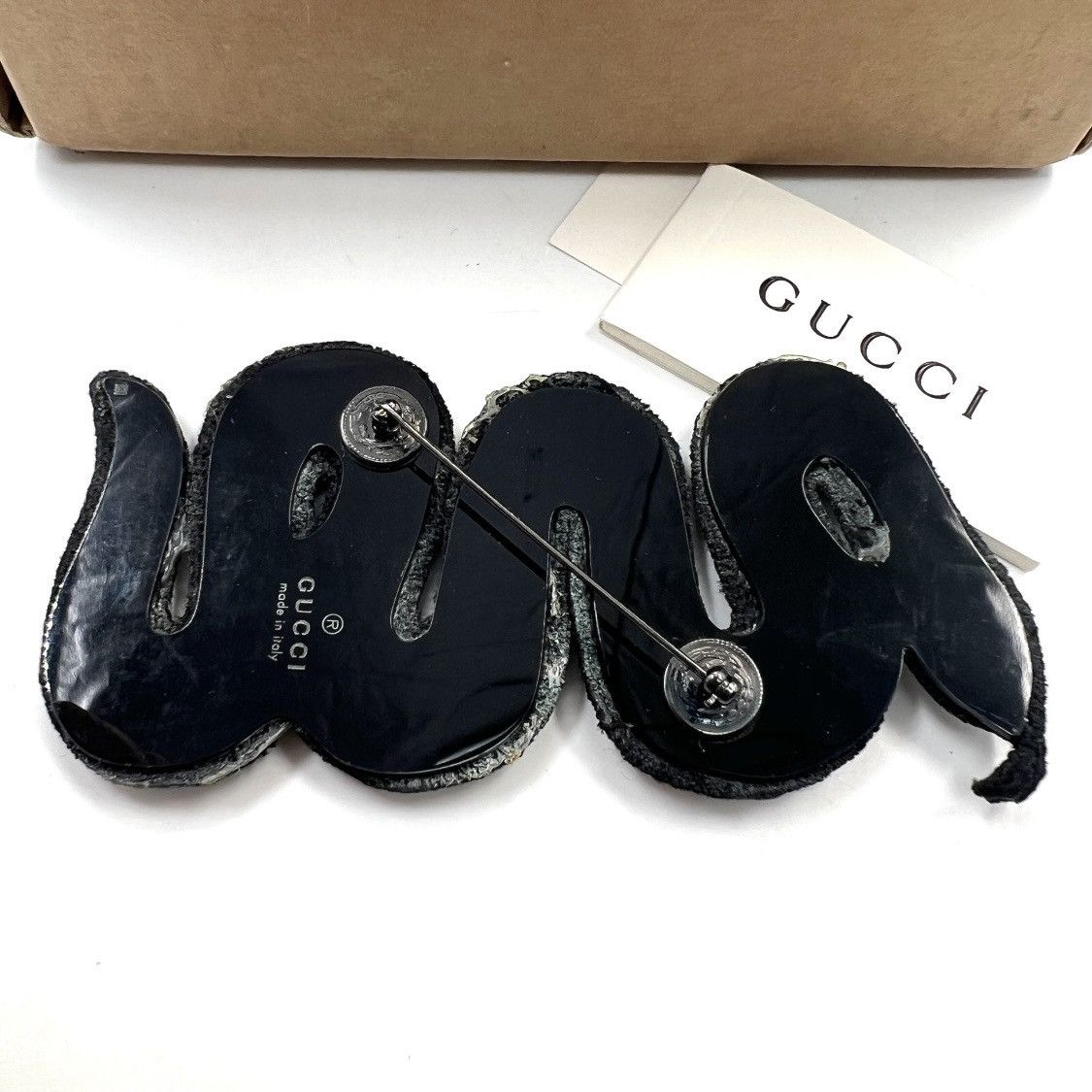 Gucci Snake Crystal embellished Brooch In Black | Grailed