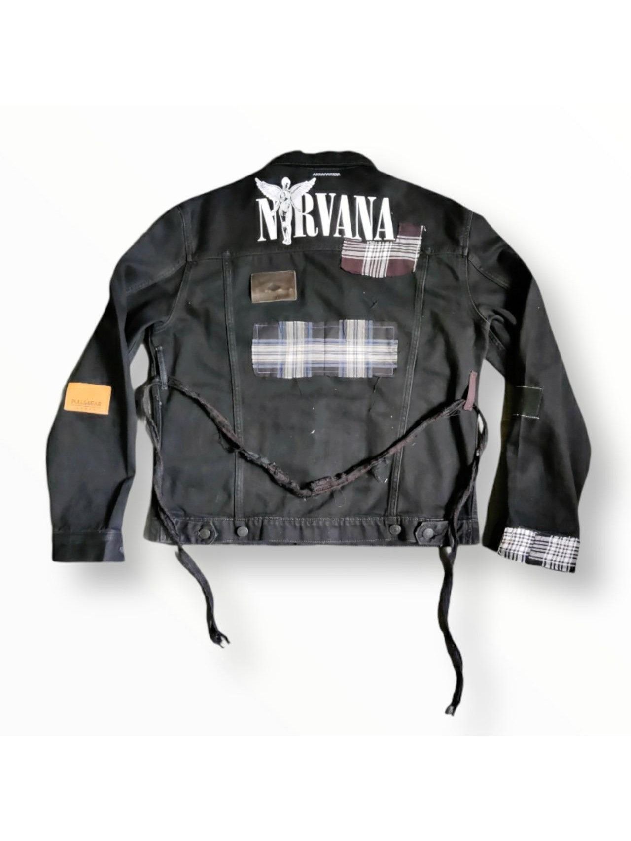Denim Jacket × Designer × Nirvana "Crooked" Patchwork Black Denim ...