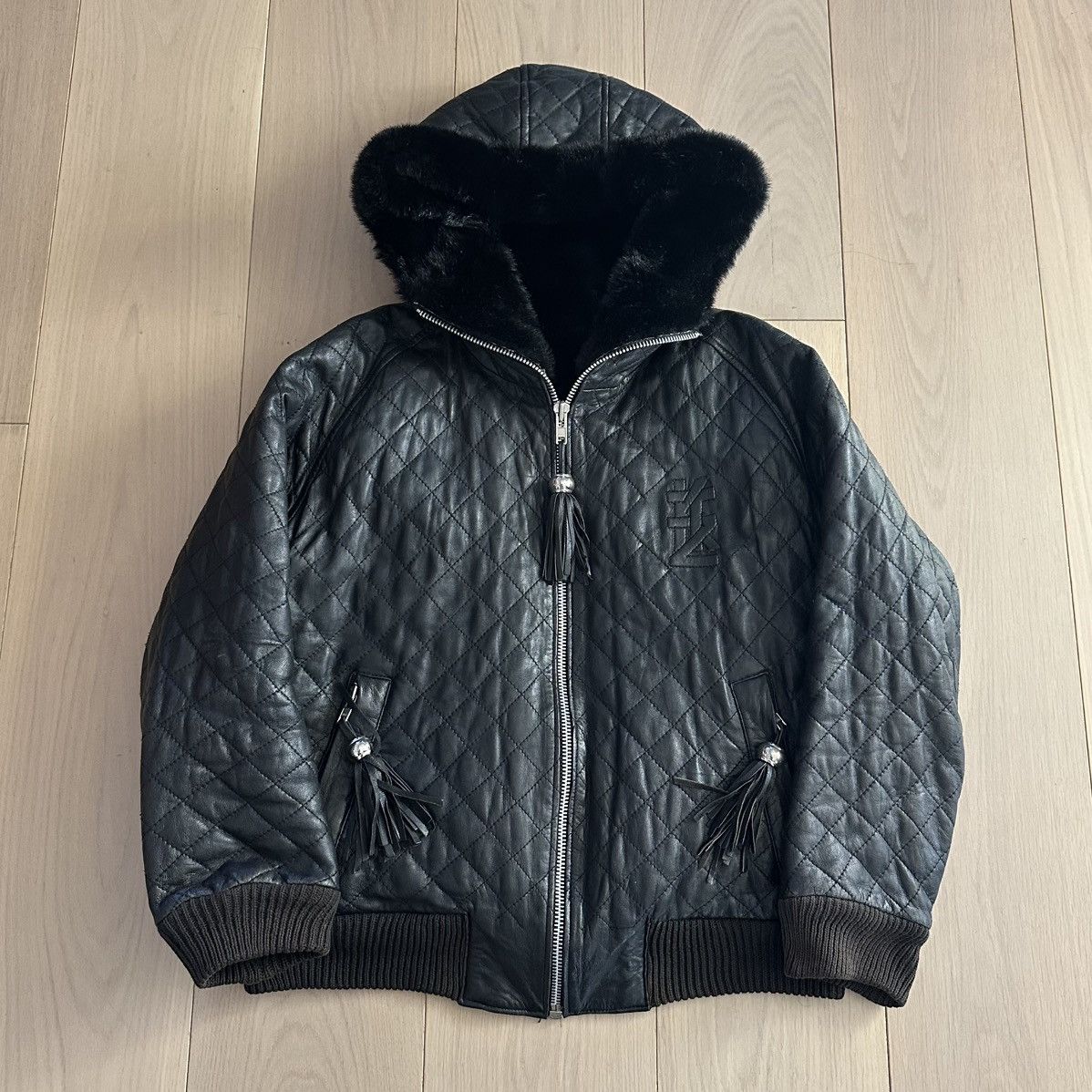 Ktz 2000s Quilted Leather Bomber Jacket | Grailed