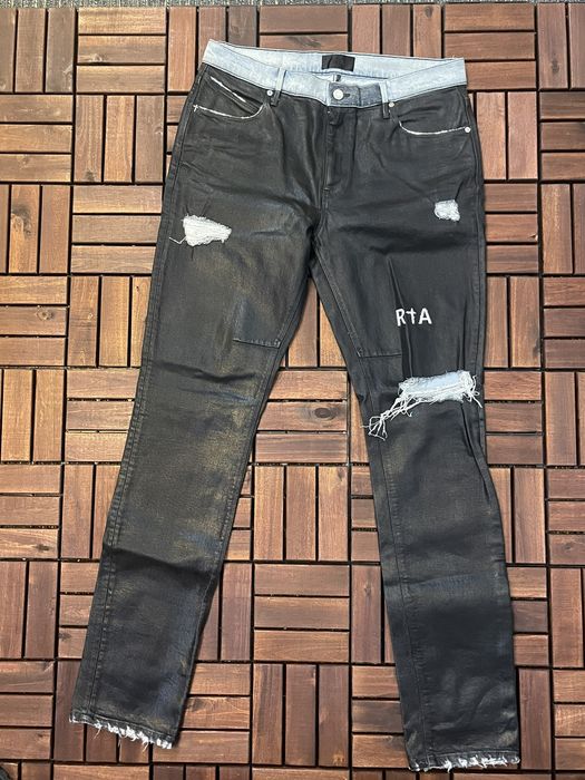Rta RTA black wax leather and Denim Jeans | Grailed