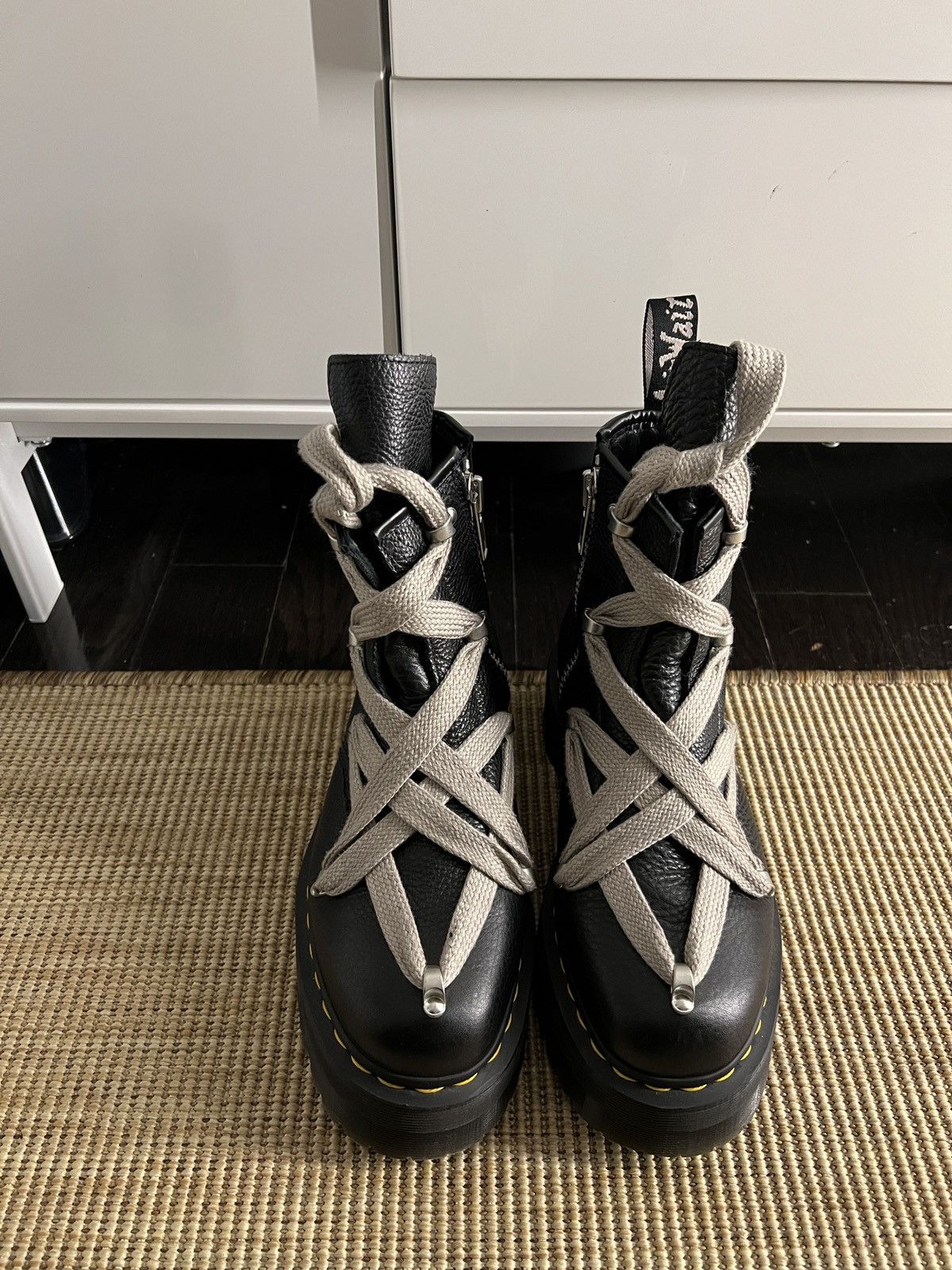 Rick Owens Rick Owens Dr Martens 1460 quad jumbo lace boots in black ...