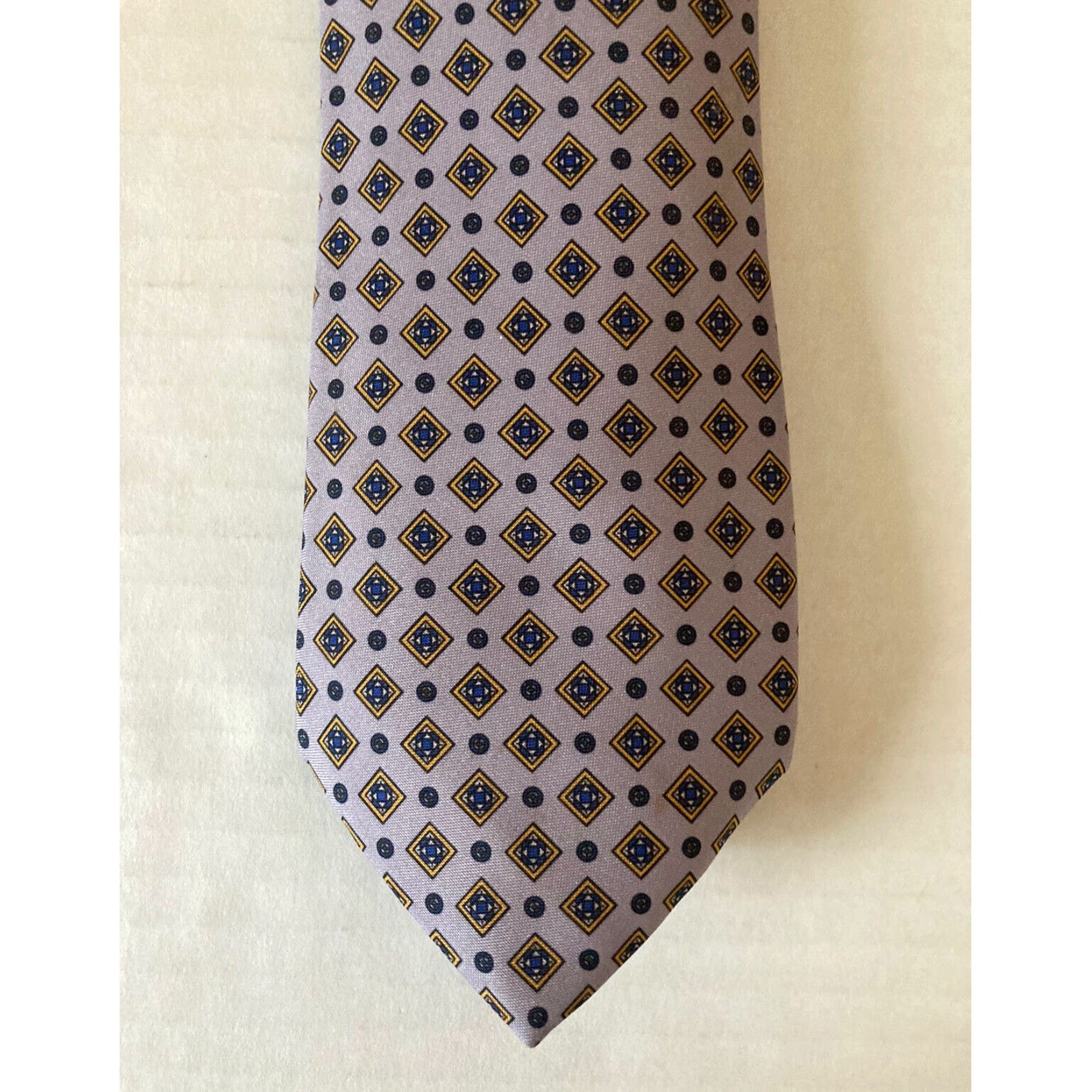Vintage Luxurious Satin Men's Necktie in Light Purple with Geometric ...