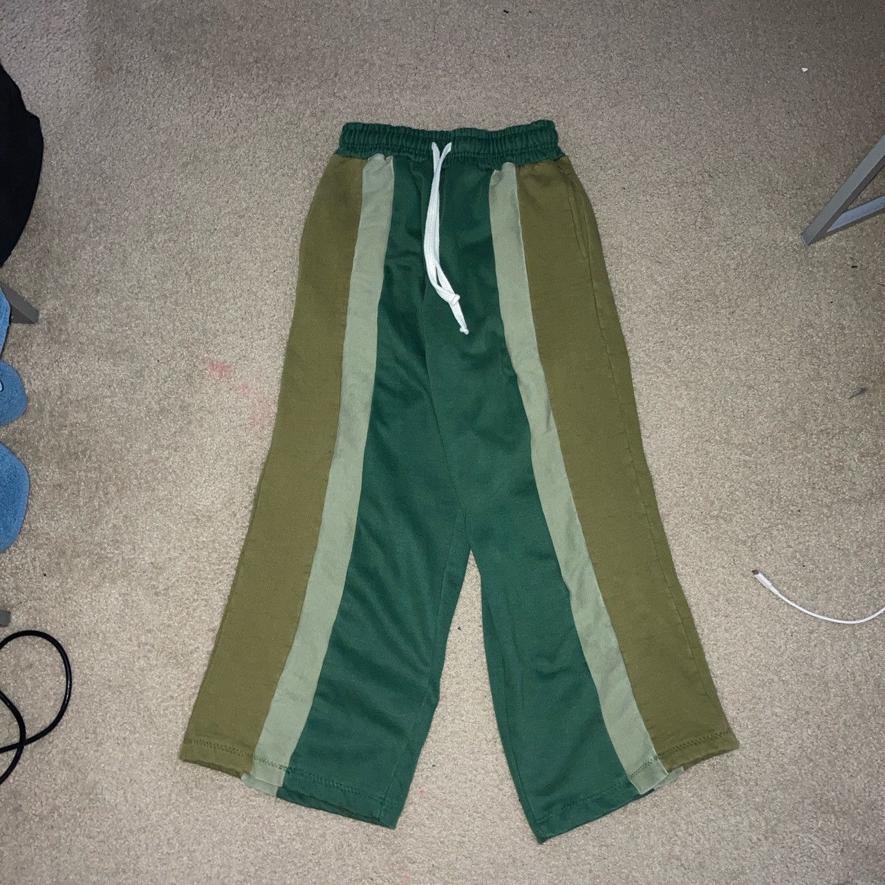 JOONIVERSE LAB Two-tone green wide legged sweats by jooniverselab | Grailed