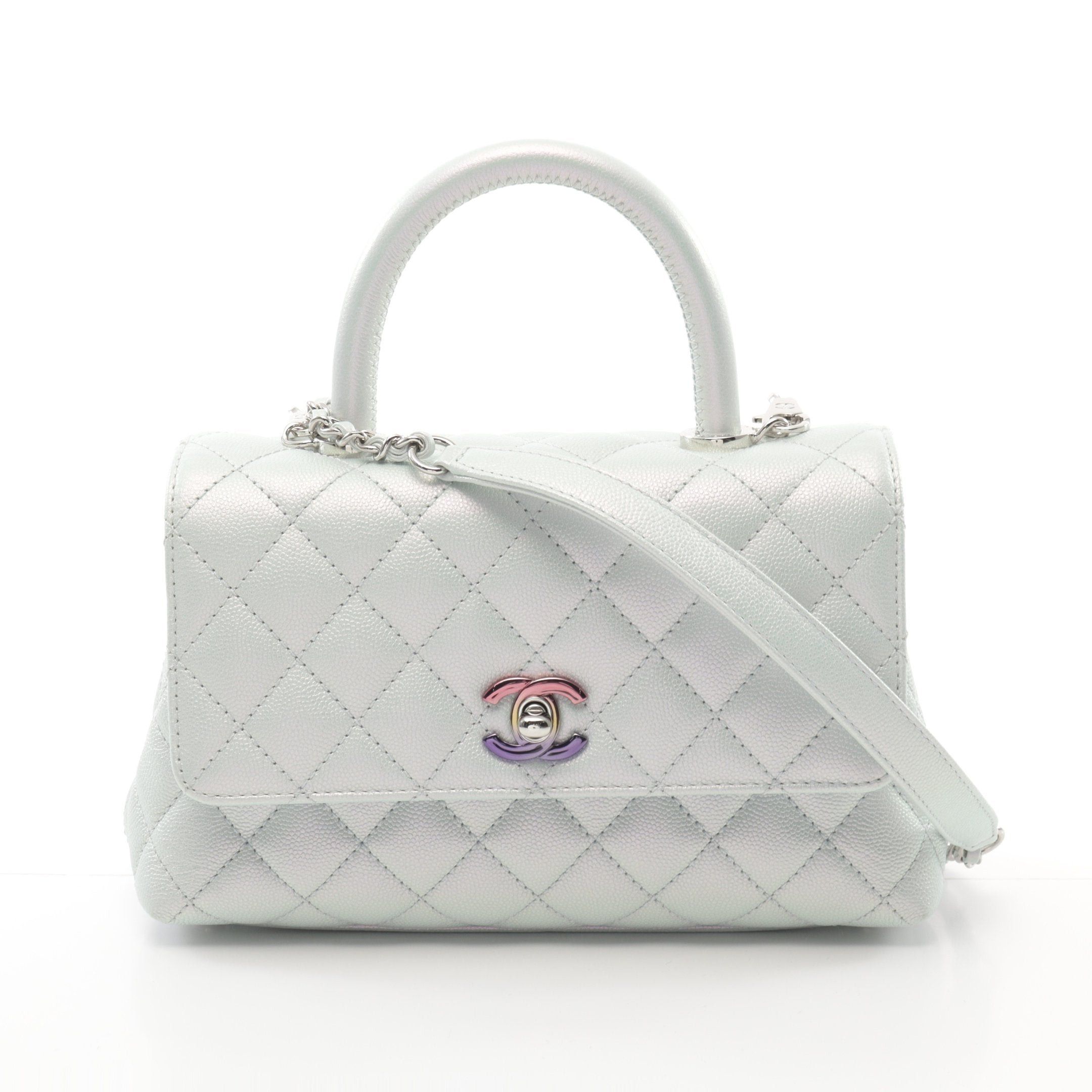 Chanel Chanel Coco Handle Flap Matelasse Handbag Caviar Skin Light Blue ...