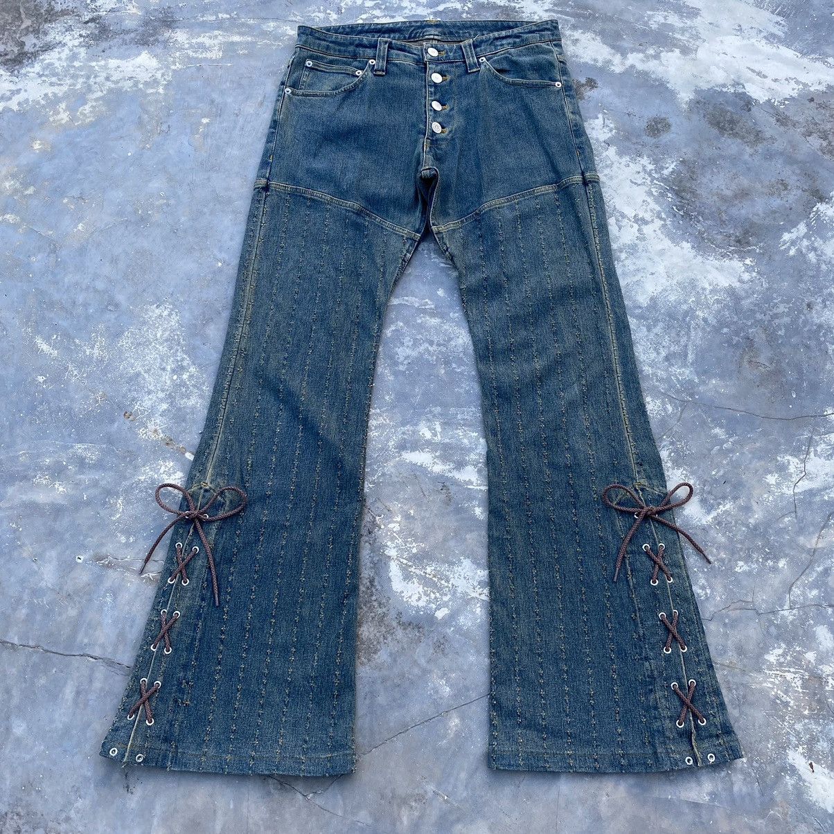 If Six Was Nine Tornado mart japan lace flare jeans patchworks denim ...