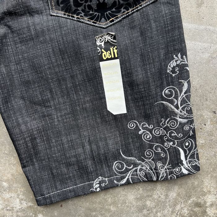Vintage Crazy Vintage Y2K Embroidered Delf affliction jnco jorts | Grailed