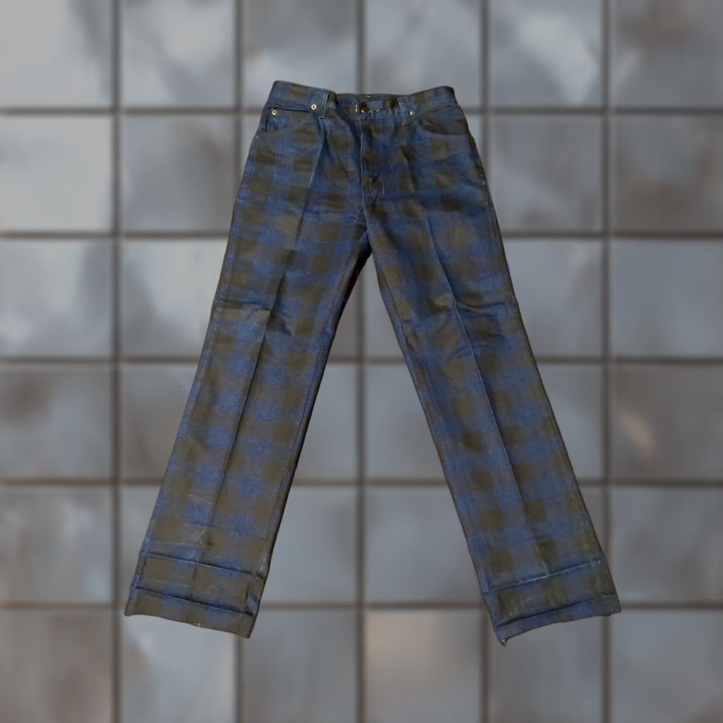 Wrangler VINTAGE Wrangler Pants - Blue Black Plaid - 1970s - Mens ...