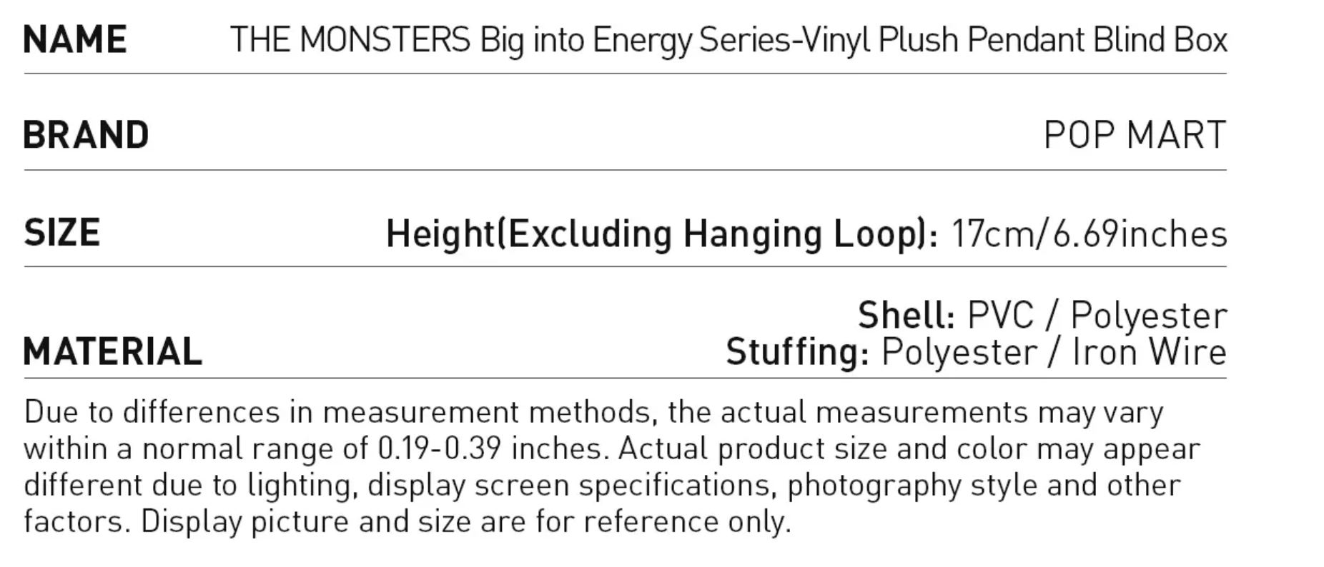 PoP Mart New Popmart Hope Labubu Big Into Energy Blue 100% Authentic ...