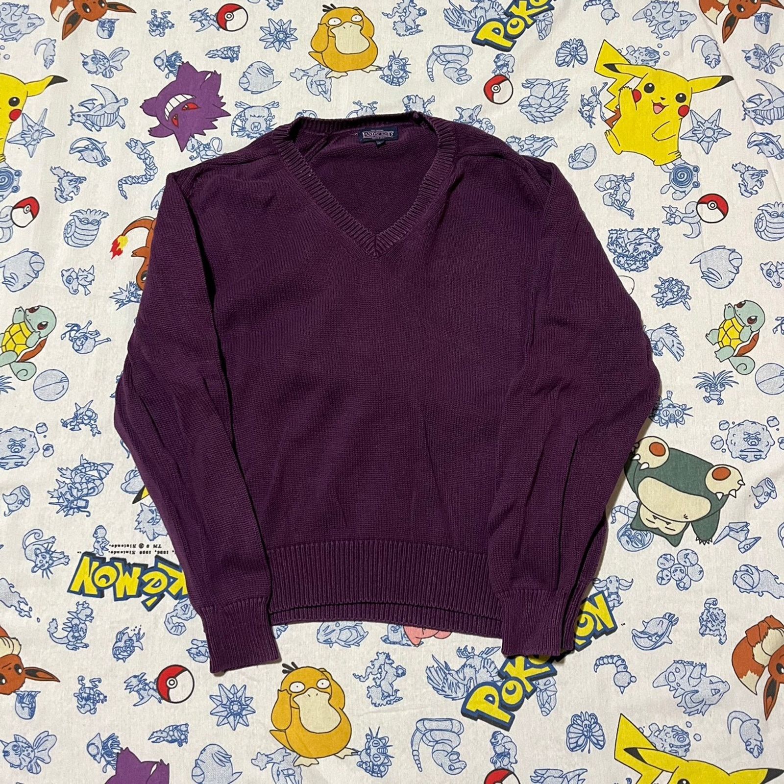 Lands End × Made In Usa × Vintage Vintage 90s Lands End Purple V-Neck ...
