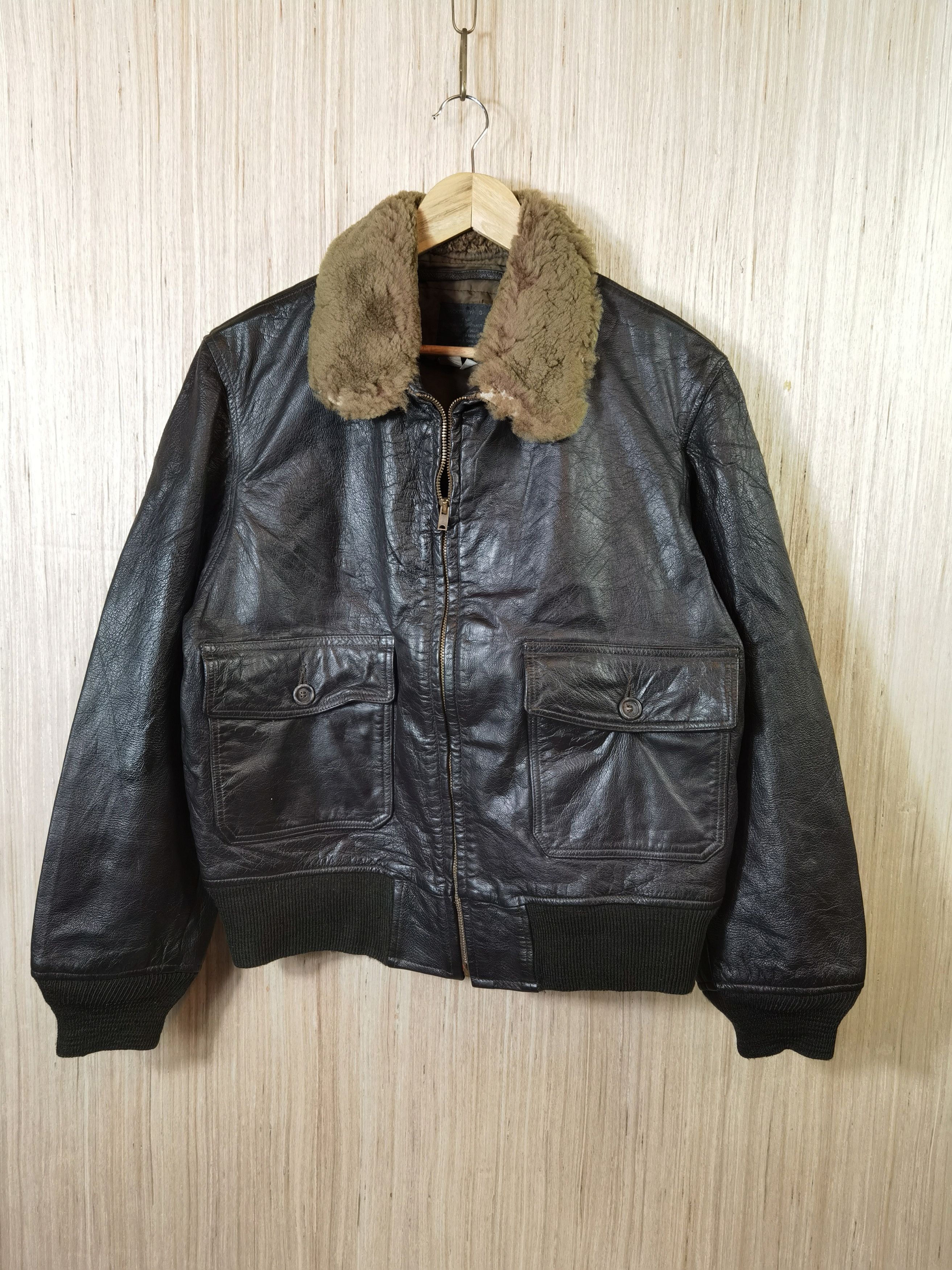 Leather Jacket × Military × Vintage G10 US NAVY TYPE G-1 JACKET LEATHER ...