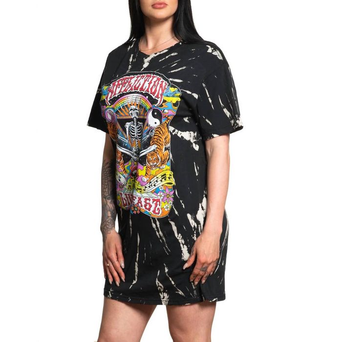 Affliction Live Fast Festival Shirt Dress In Black/white Sunburst | Grailed
