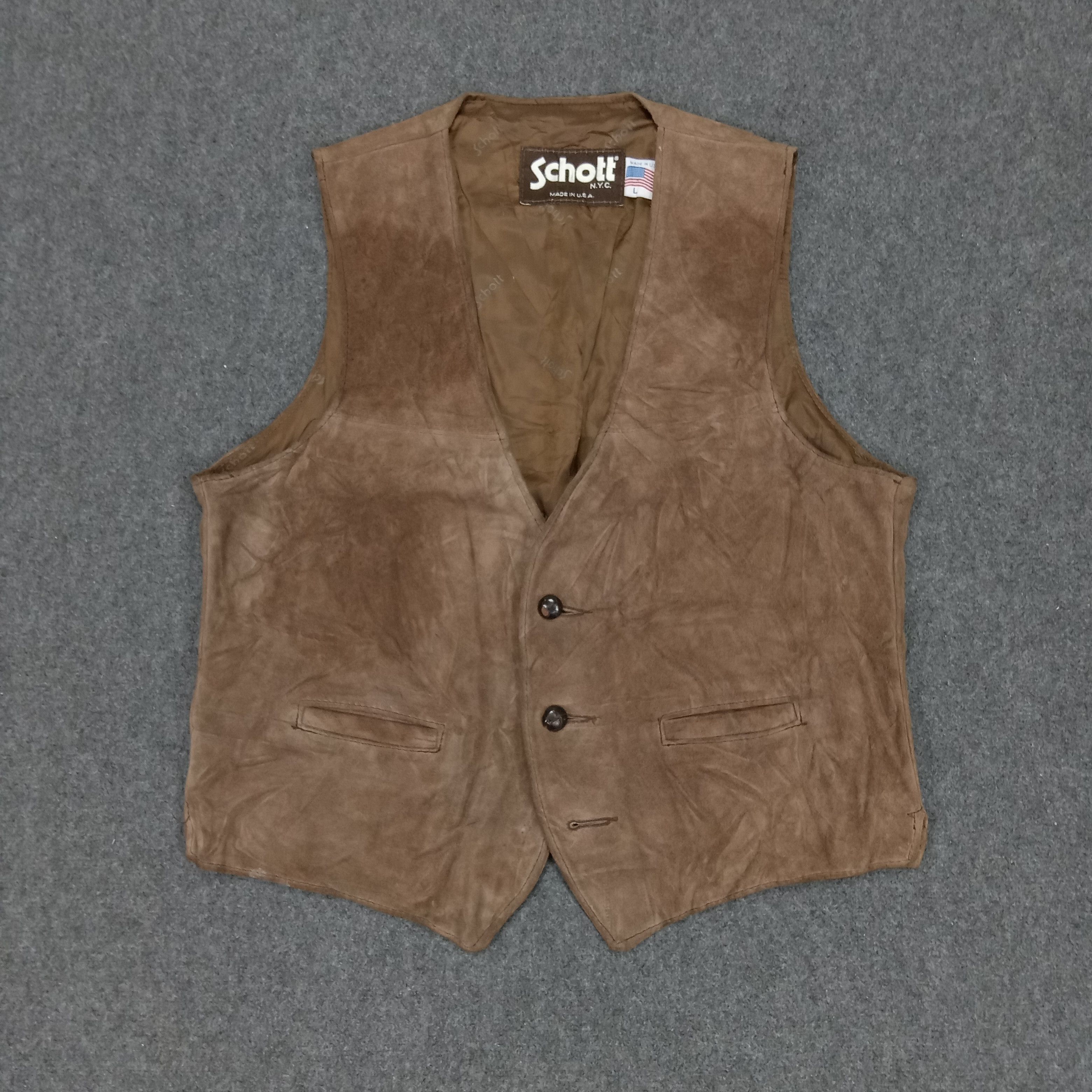 Schott × Vintage Schott American Style Leather Vest | Grailed