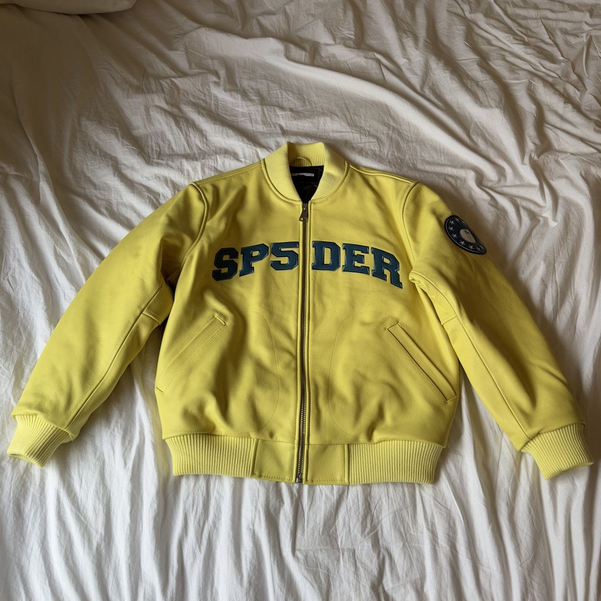 Spider Worldwide Sp5der Leather Logo Bomber Jacket | Grailed