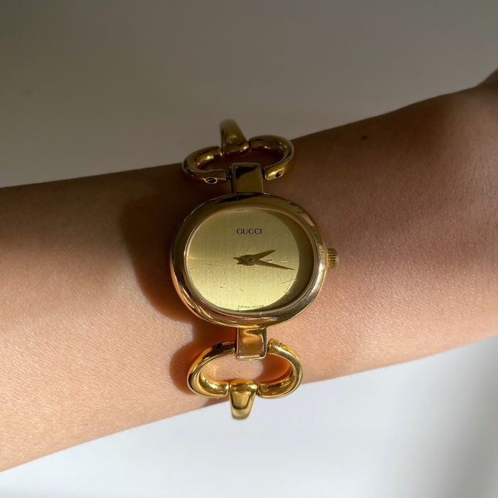 Gucci Gucci 90s 18K Gold Plated Horsebit Bangle Watch | Grailed