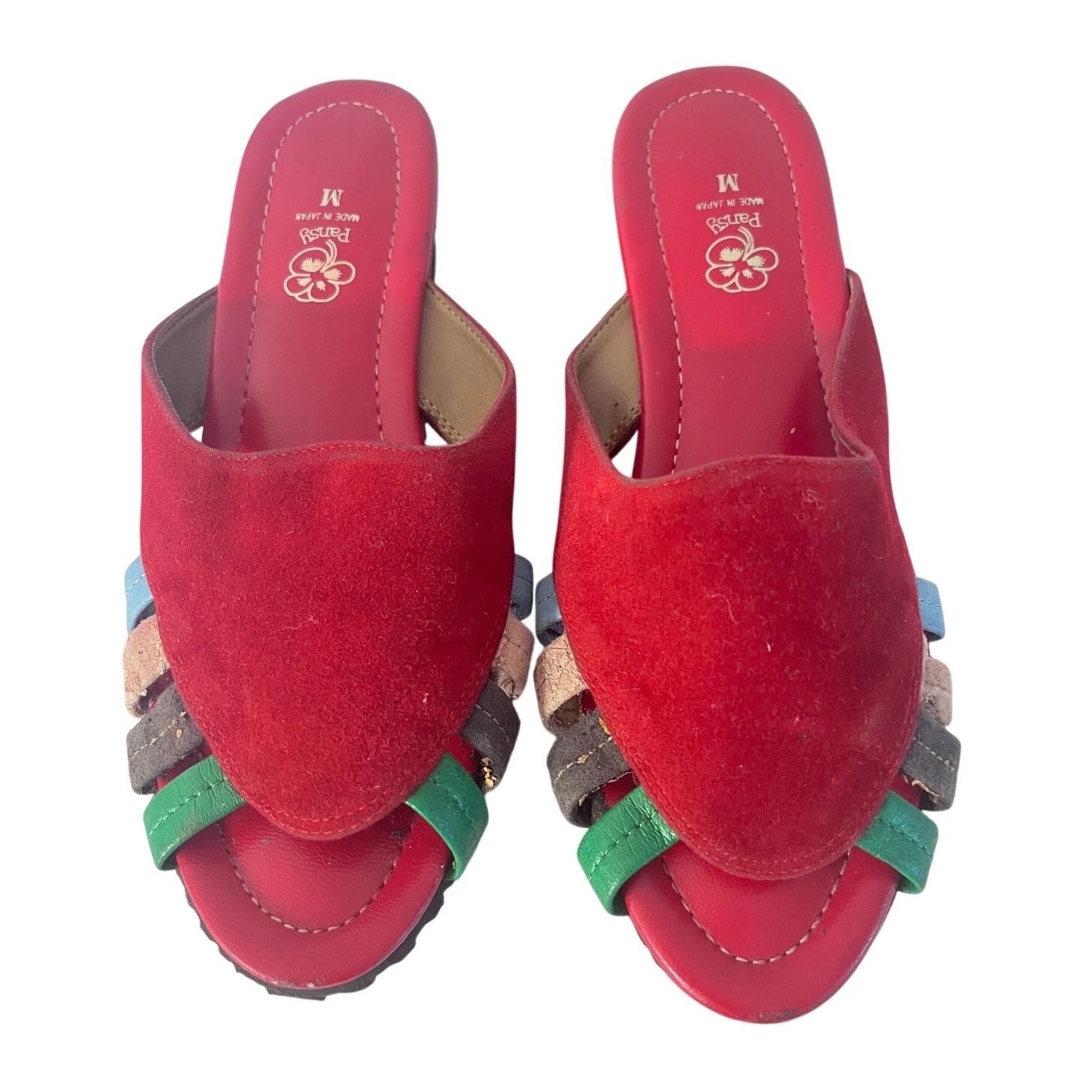 Other Pansy Red Suede Slides Sandals - Made in Japan - Size: M | Grailed