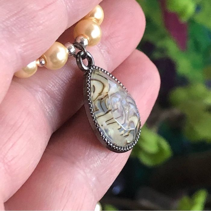 Handmade Handcrafted repurpose marble teardrop Pearl necklace | Grailed