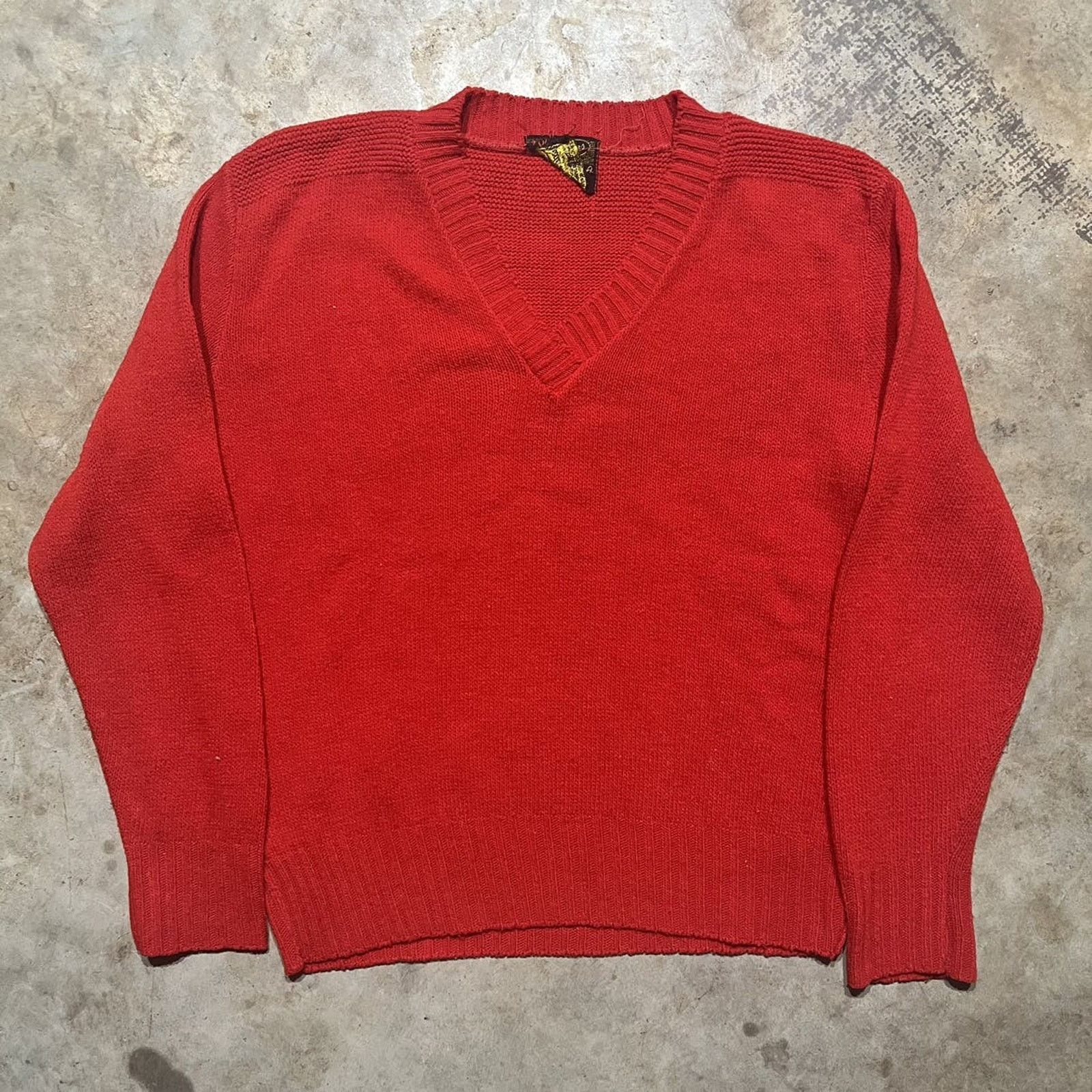 Made In Usa × Vintage Vintage 60s Kate Collins Red Acrylic V-Neck ...