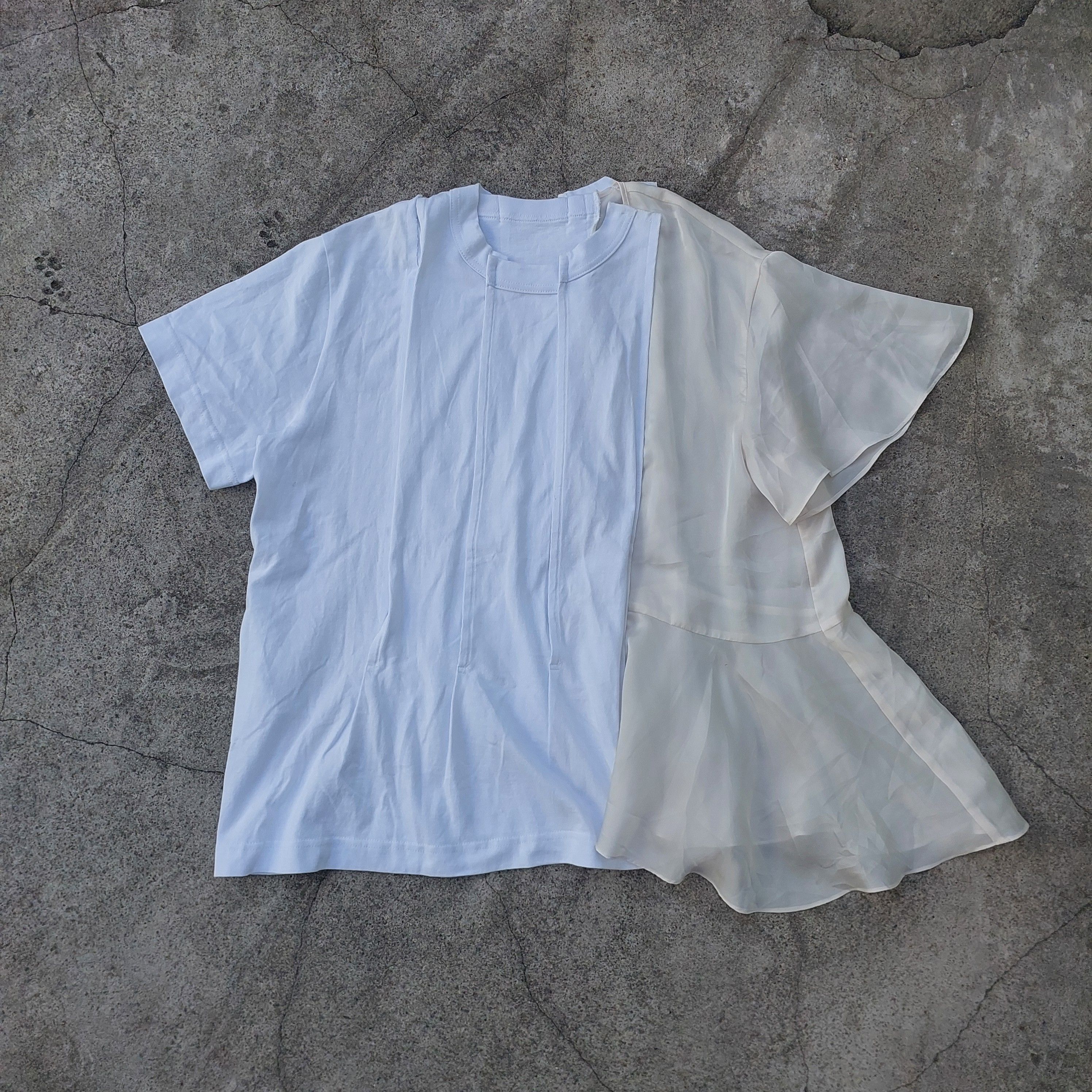 Sacai Sacai - Hybrid Deconstructed Ivory - T-shirt | Grailed