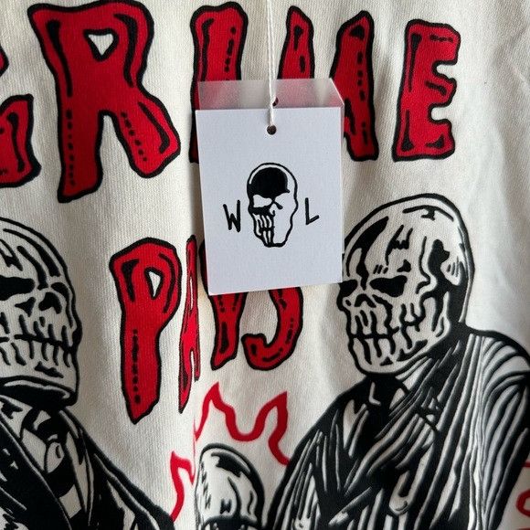 Designer × Warren Lotas NWT WARREN LOTAS CRIMES PAY WHITE T-SHORT SZ ...