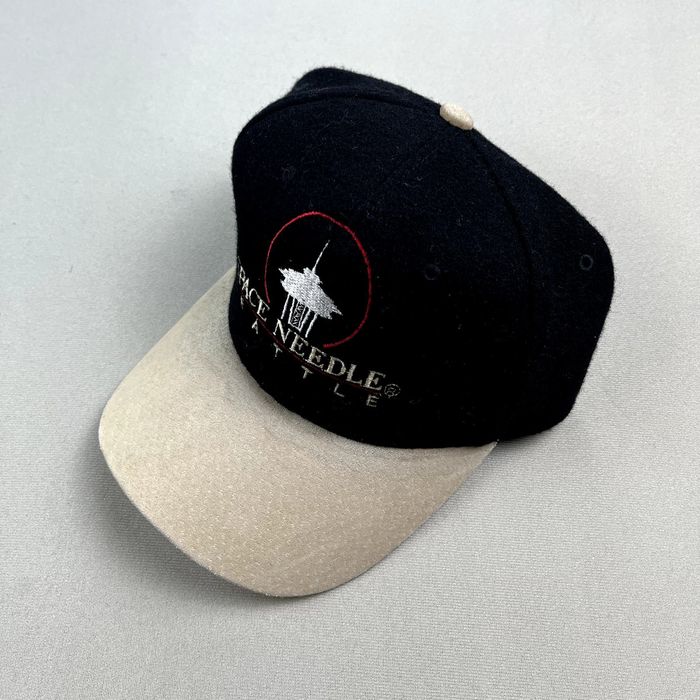 Vintage Vintage Space Needle Hat Cap Black Cream Seattle City 90s | Grailed