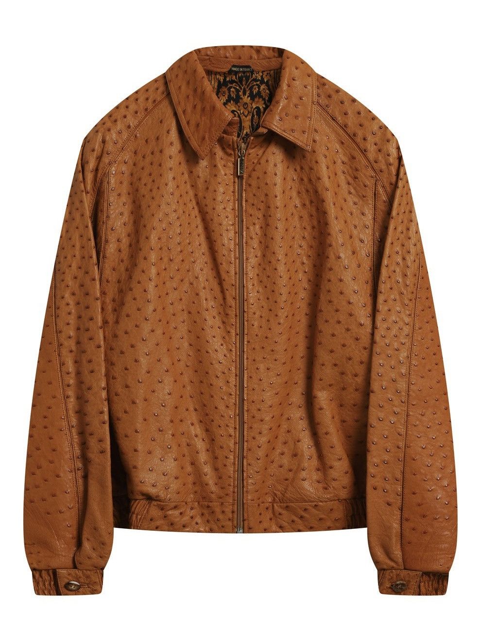 Zilli Zilli Leather Ostrich Biker Lining Silk Bomber Jacket Moto | Grailed