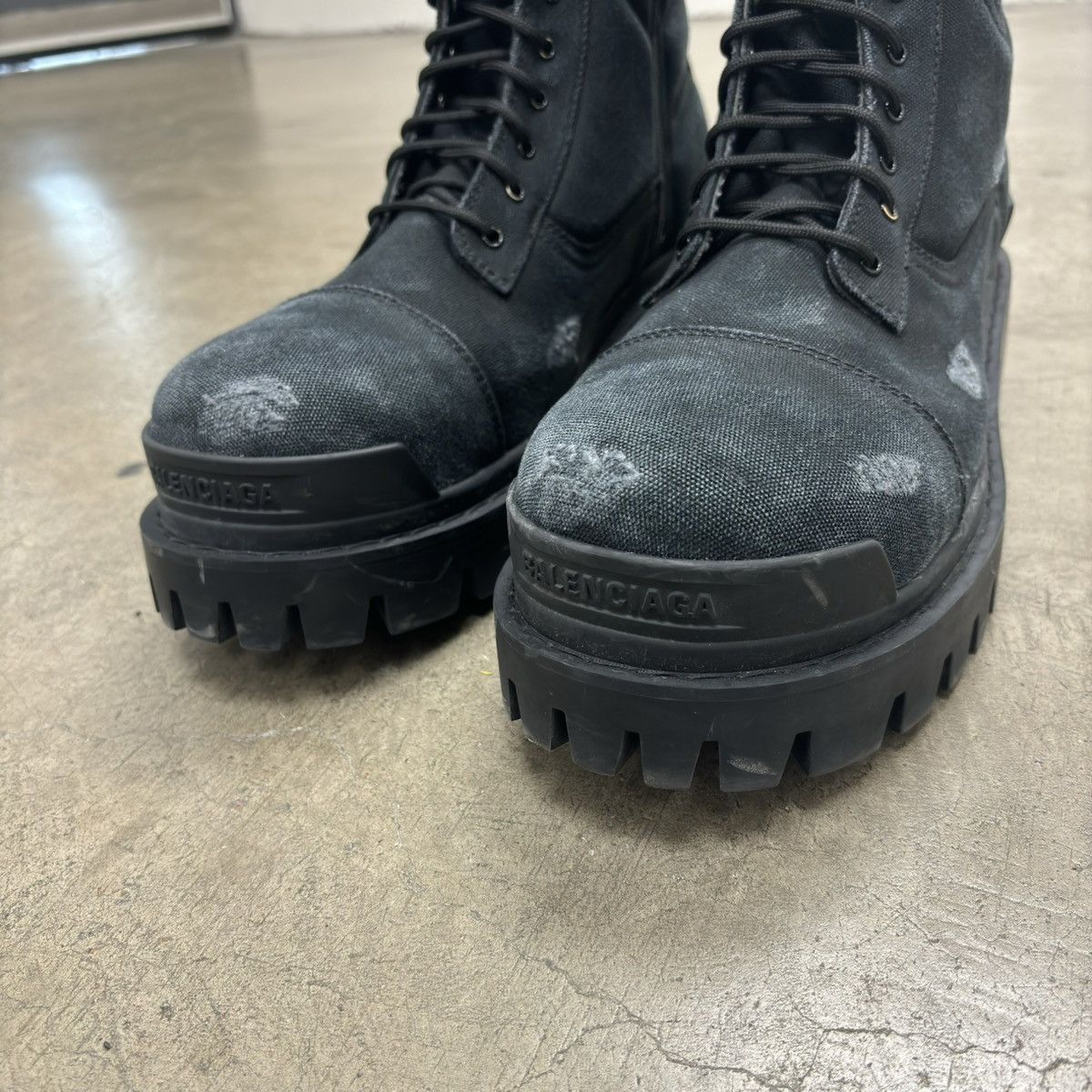 Balenciaga Balenciaga strike combat boot distressed | Grailed