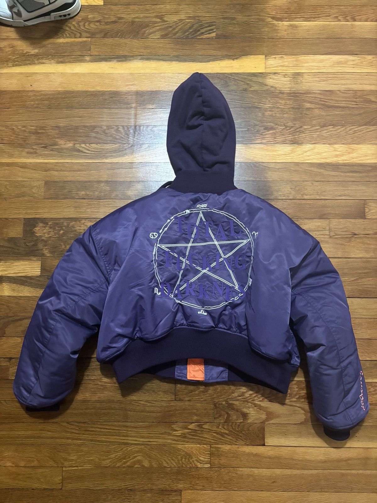 Vetements Cropped Purple ‘Total Fucking Darkness’ Bomber Jacket | Grailed
