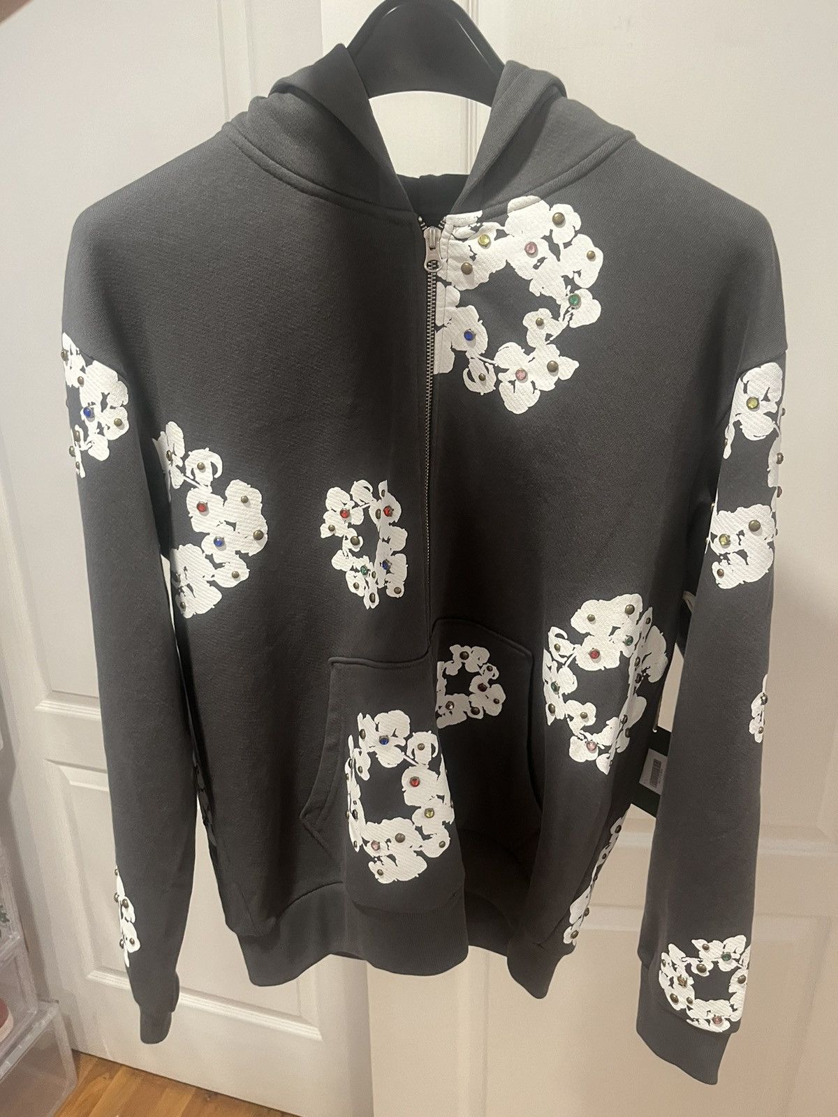 DENIM TEARS × Luxury Denim Tears Rhinestone Wreath Zip Up Hoodie | Grailed