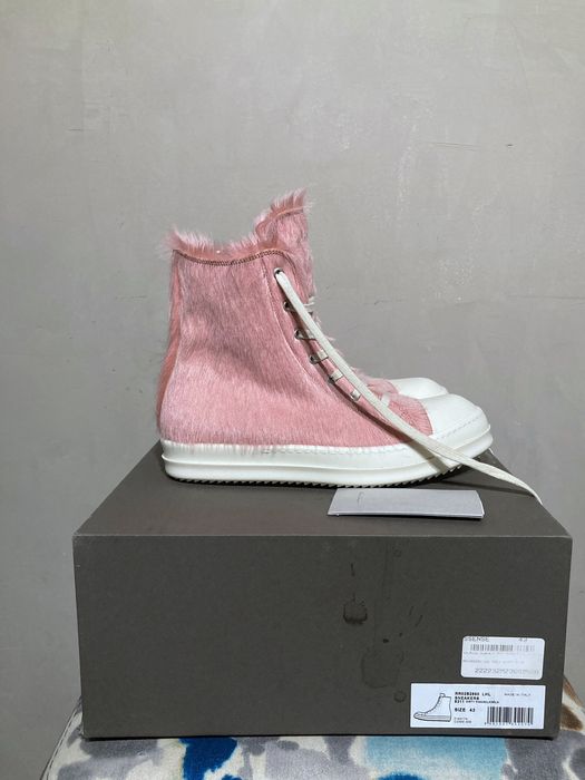 Rick Owens NEW DIRTY PINK / MILK RAMONES PONY HAIR FUR 43 10US | Grailed