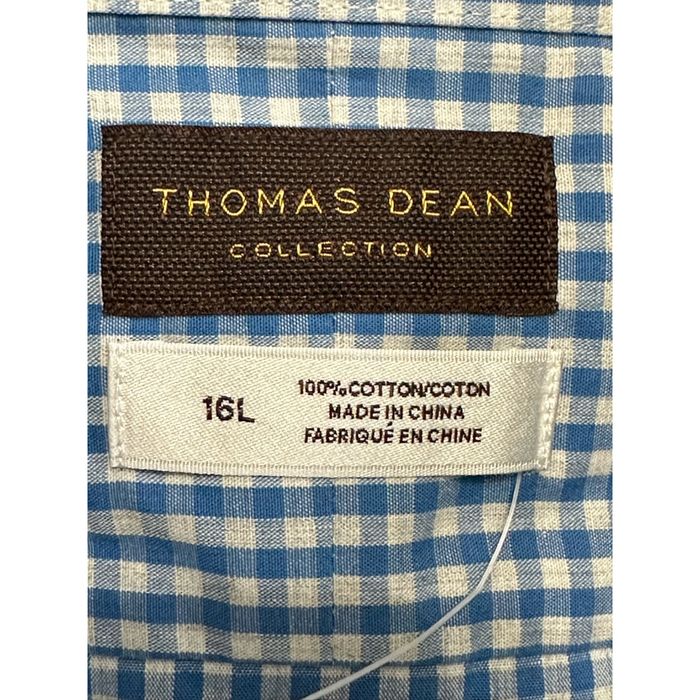 Thomas Dean Thomas Dean & Co ButtonUp Shirt Blue White Checkered 16L ...