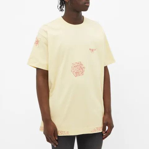 Givenchy Yellow Embroidered Chain Skull Logo Oversized T-Shirt | Grailed