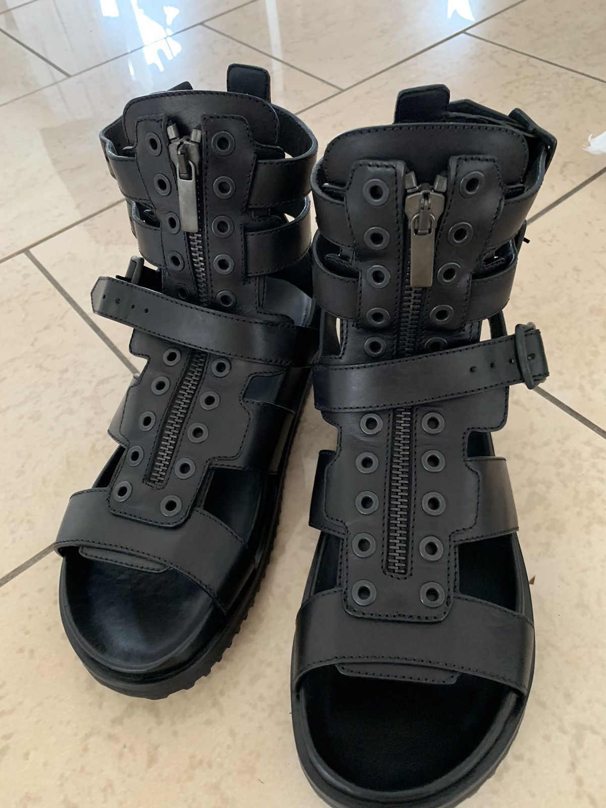 Diesel Black Gold Diesel Black Gold FS172-1 leather gladiator sandals ...