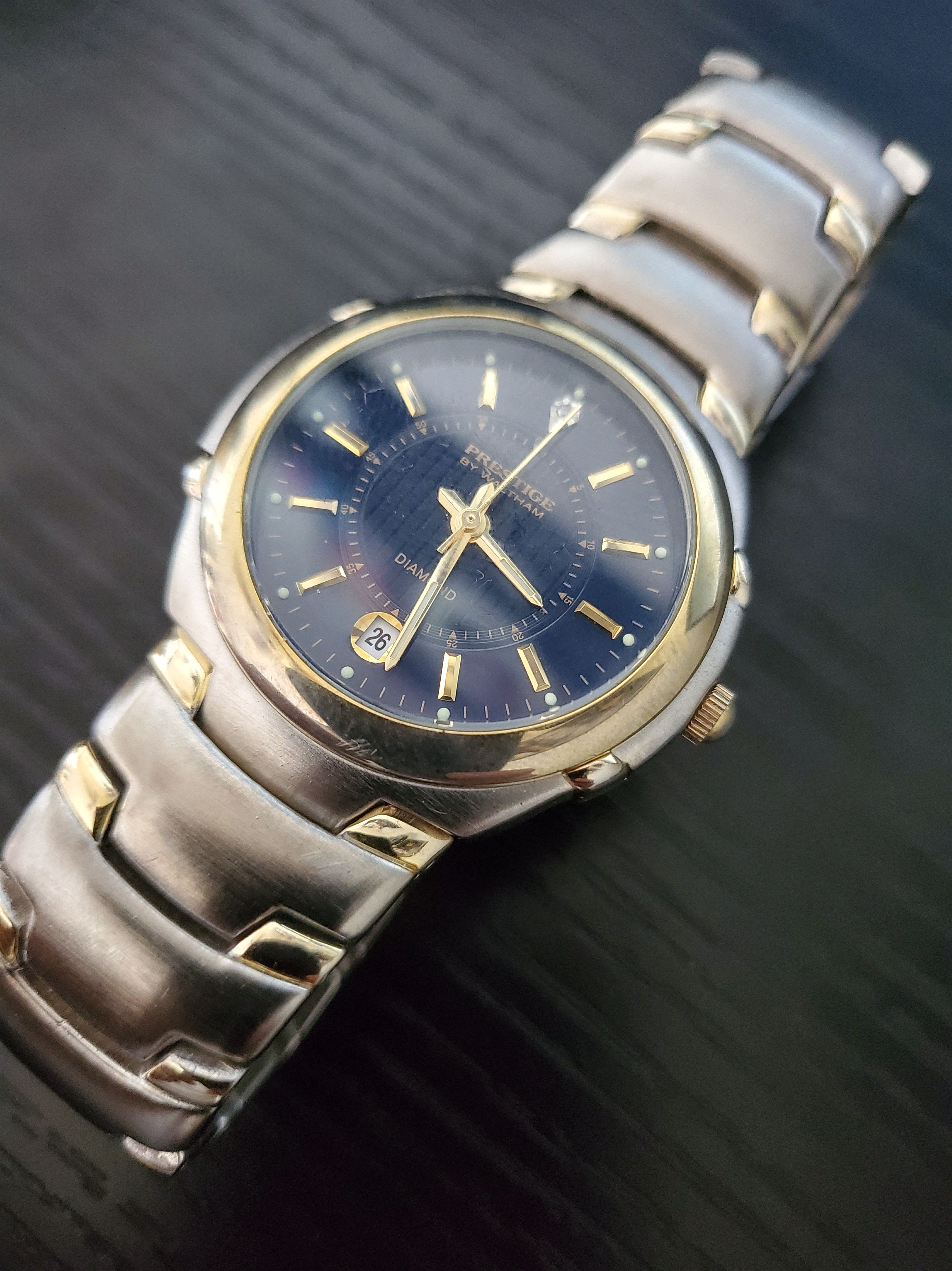 Walter Steiger 🔥RARE Waltham Prestige Men's Diamond 39mm Two Tone Watch ...