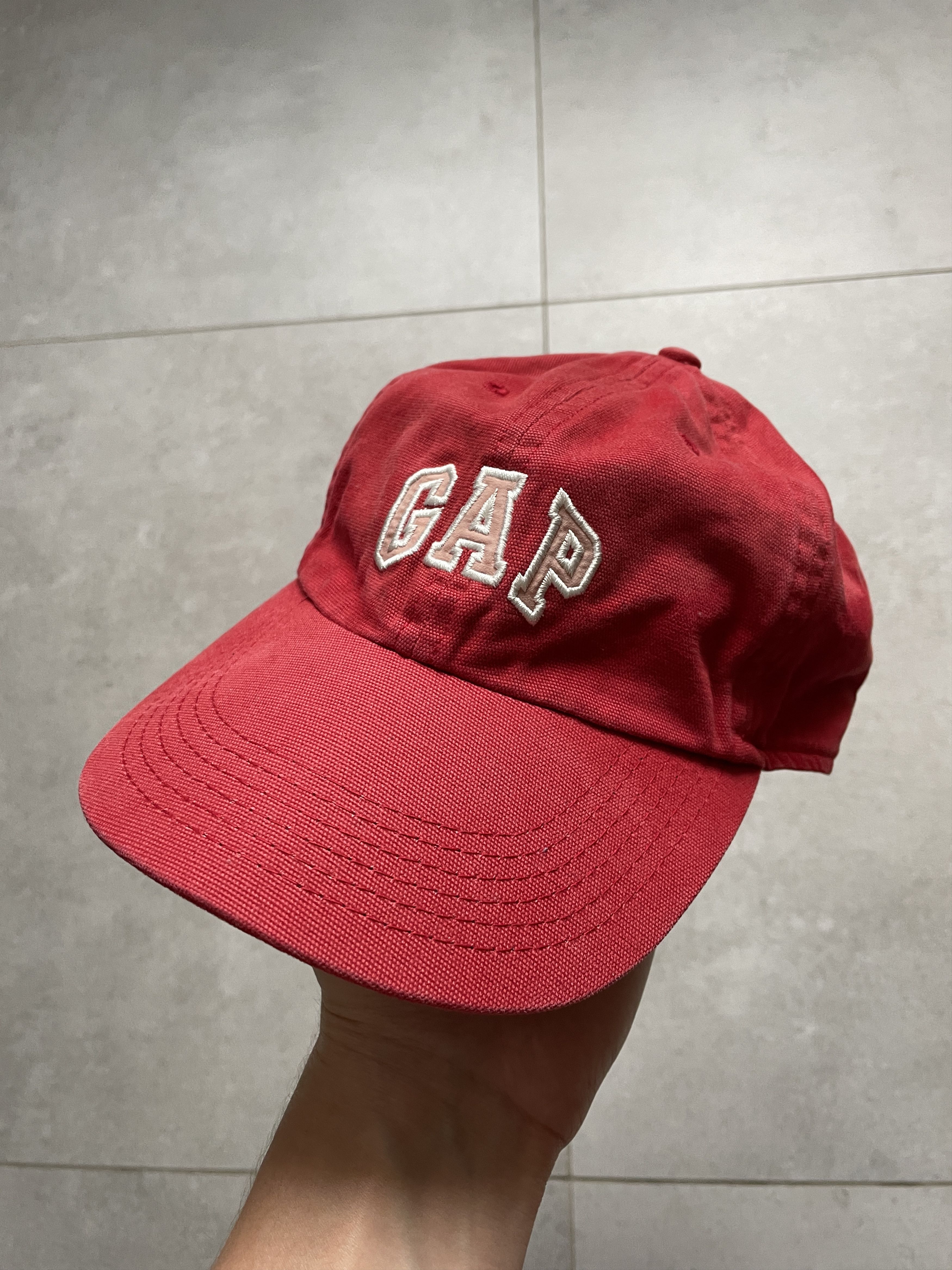 Gap × Hat × Hype WASHED RED SUN FADED KANYE STYLE GAP CAP HAT | Grailed