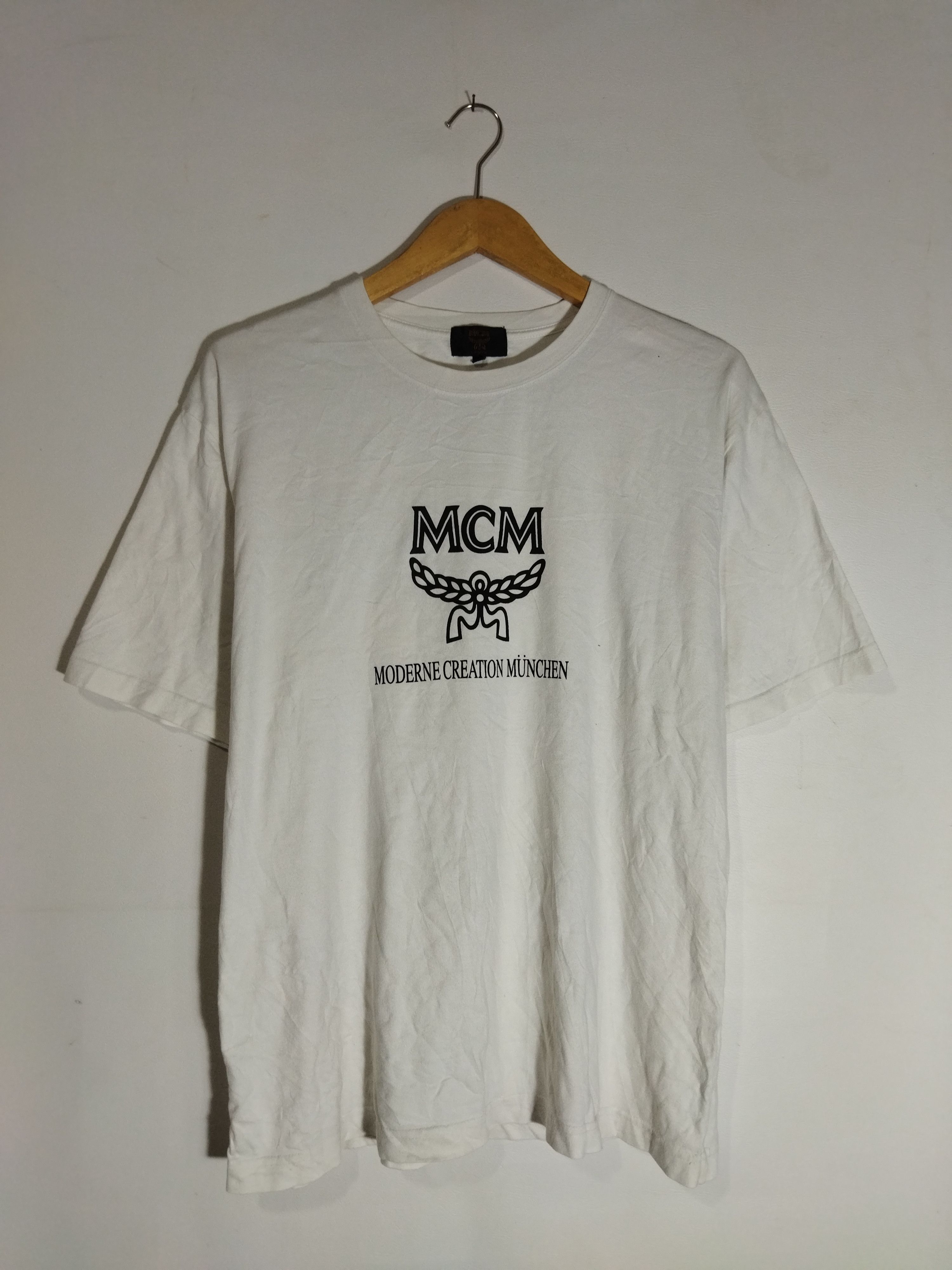 Luxury × MCM × Vintage Mcm big logos white t-shirts | Grailed