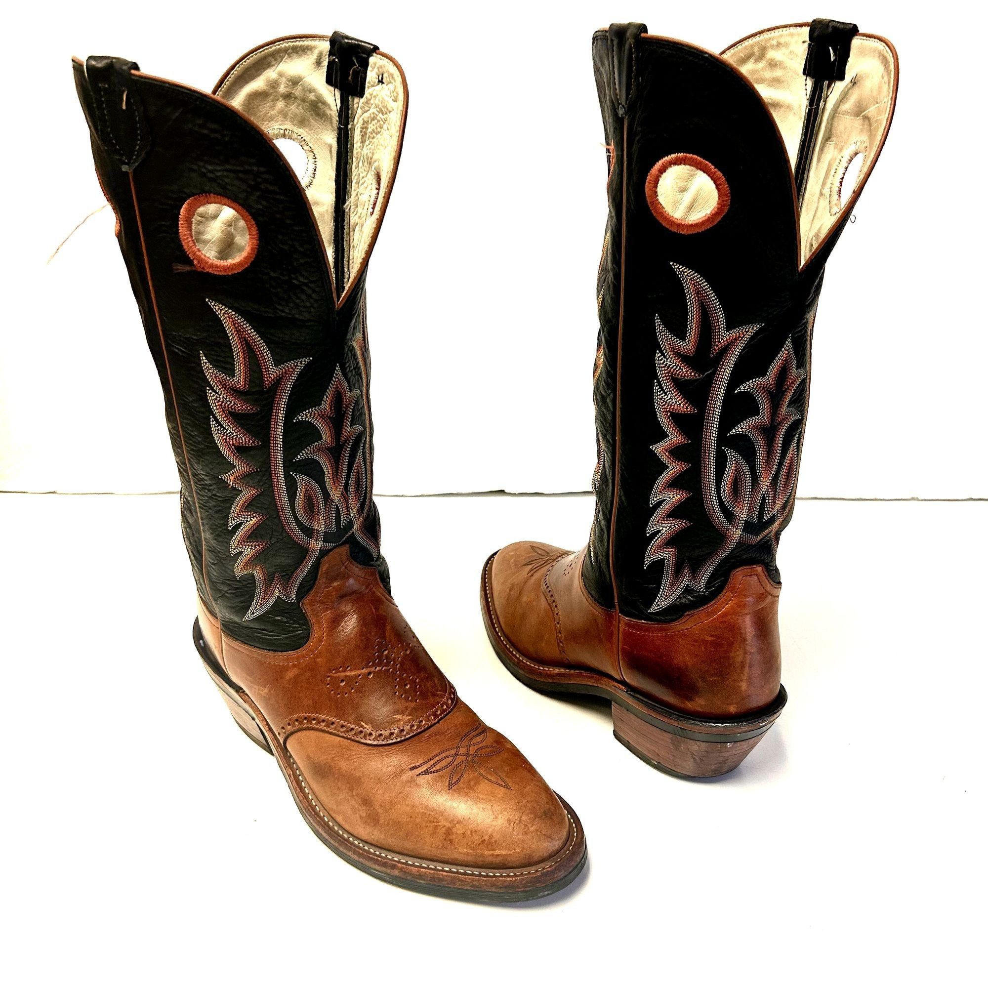 Tony Lama Tony Lama 17" Leather Cowboy Western Saddle BUCKAROO Boots ...