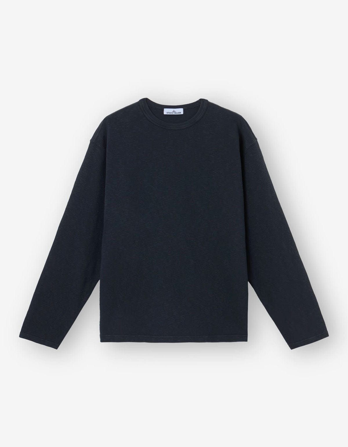 Stone Island Stone Island Blue Vanisé Old Effect Long Sleeve T-Shirt ...
