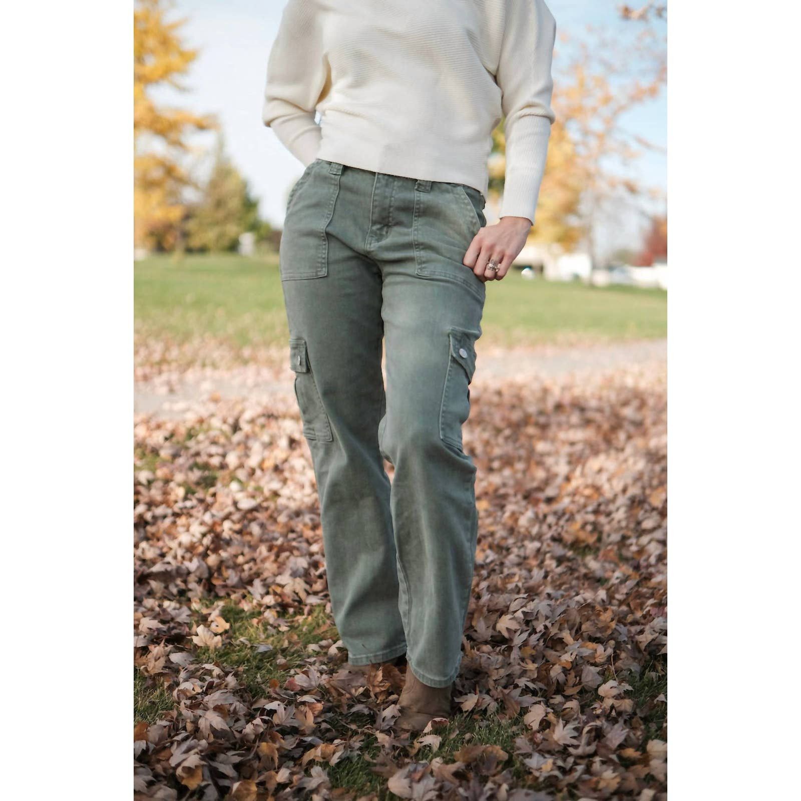 Designer VERVET BY FLYING MONKEY Army High Rise Cargo Straight Jean ...