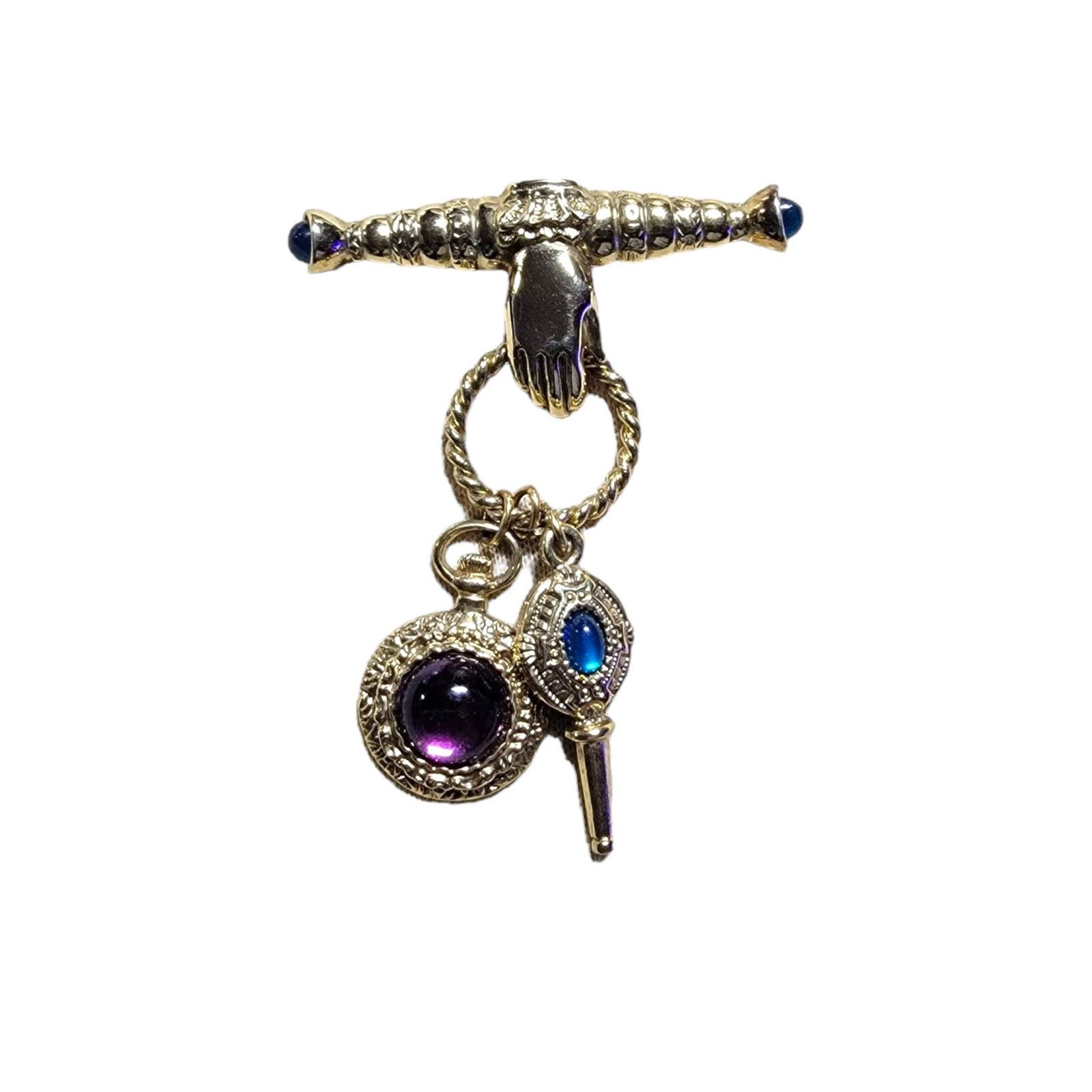 Vintage 1990s Gold Tone Brooch Pin Hand Holding Ring Costume Jewelry ...