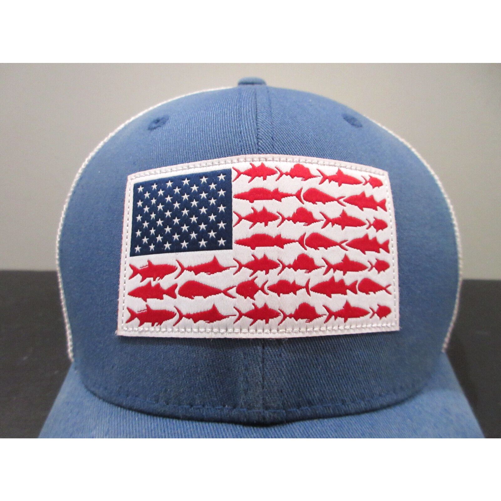 Vintage Columbia Hat Cap Fitted Adult Medium Blue White PFG Fishing ...