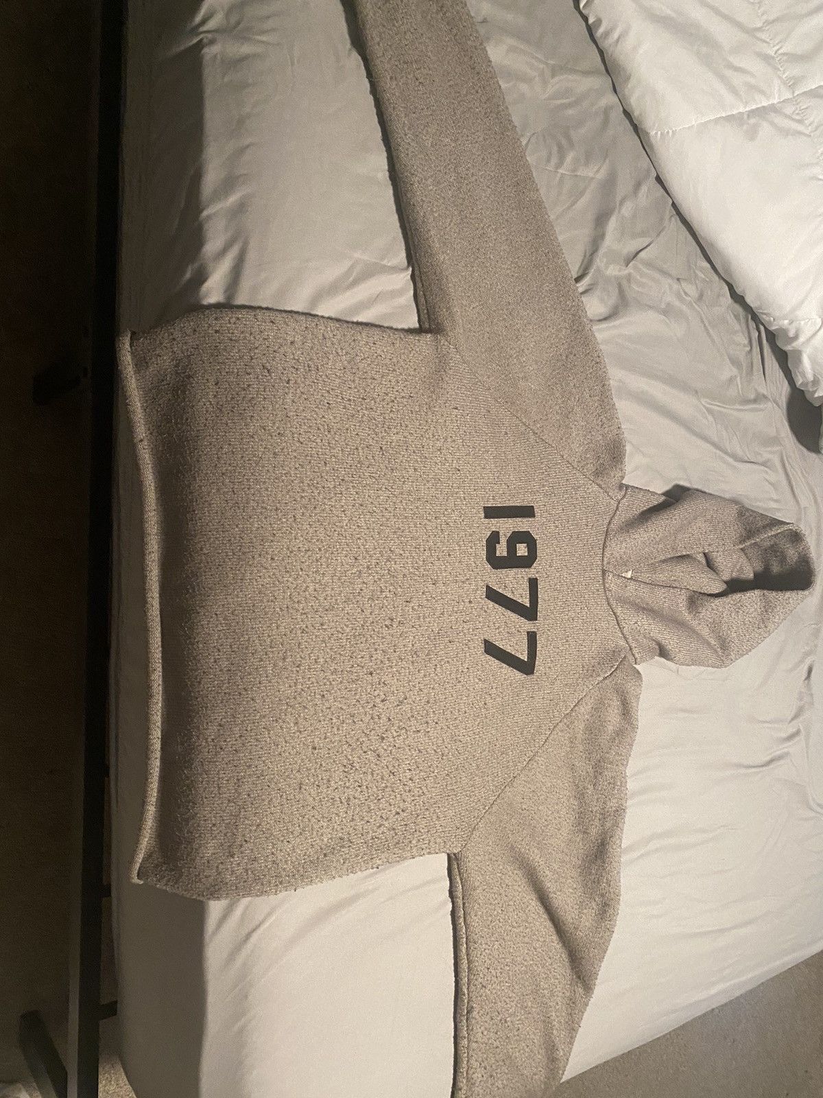 Essentials × Fear of God Fear of god 1977 knitted essential hoodie ...