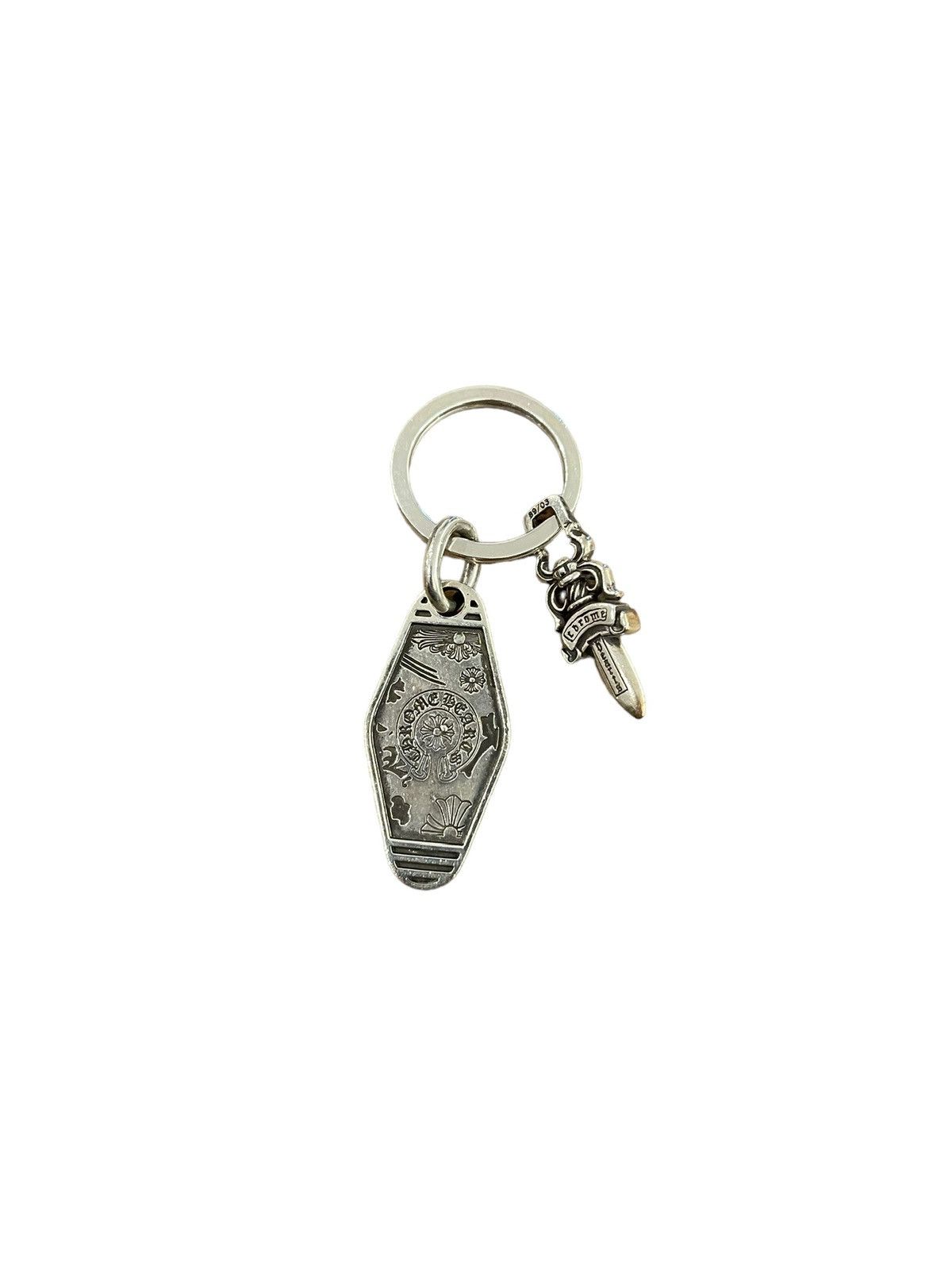 Pre-owned Chrome Hearts Hotel Key Motif & Dagger Key Chain In Silver ...