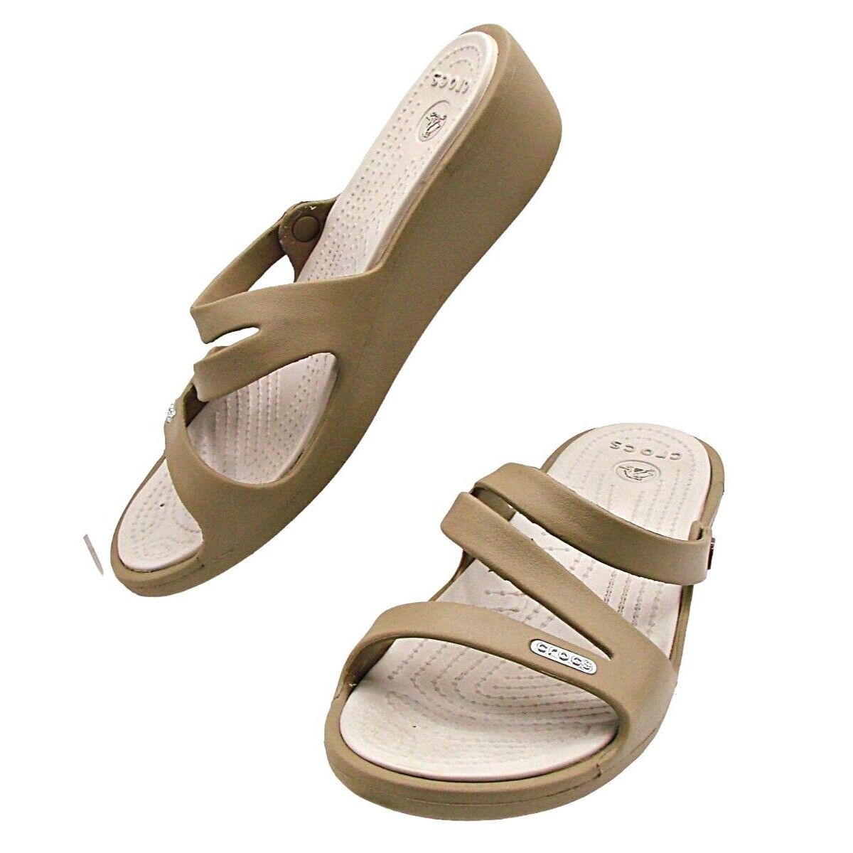 Crocs Crocs Womens Size 8 Patricia Wedge Slip-On Sandals Shoes Tan ...