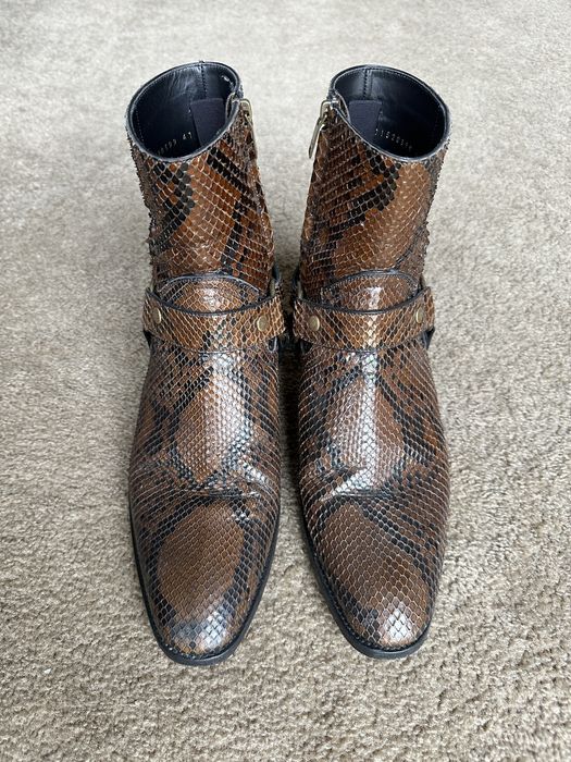 Saint Laurent Paris Python Wyatt Harness Boots | Grailed