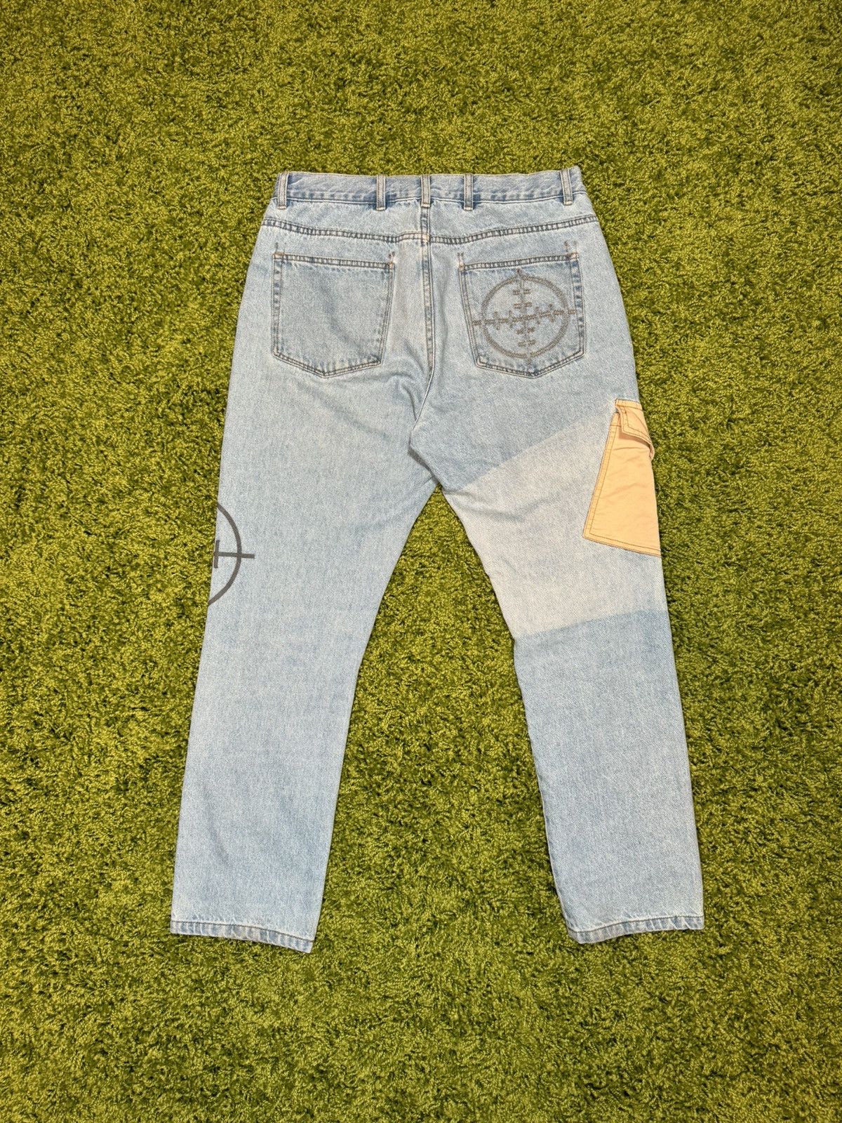 Menace Menace Target Logo Cargo Pocket Denim Pants | Grailed