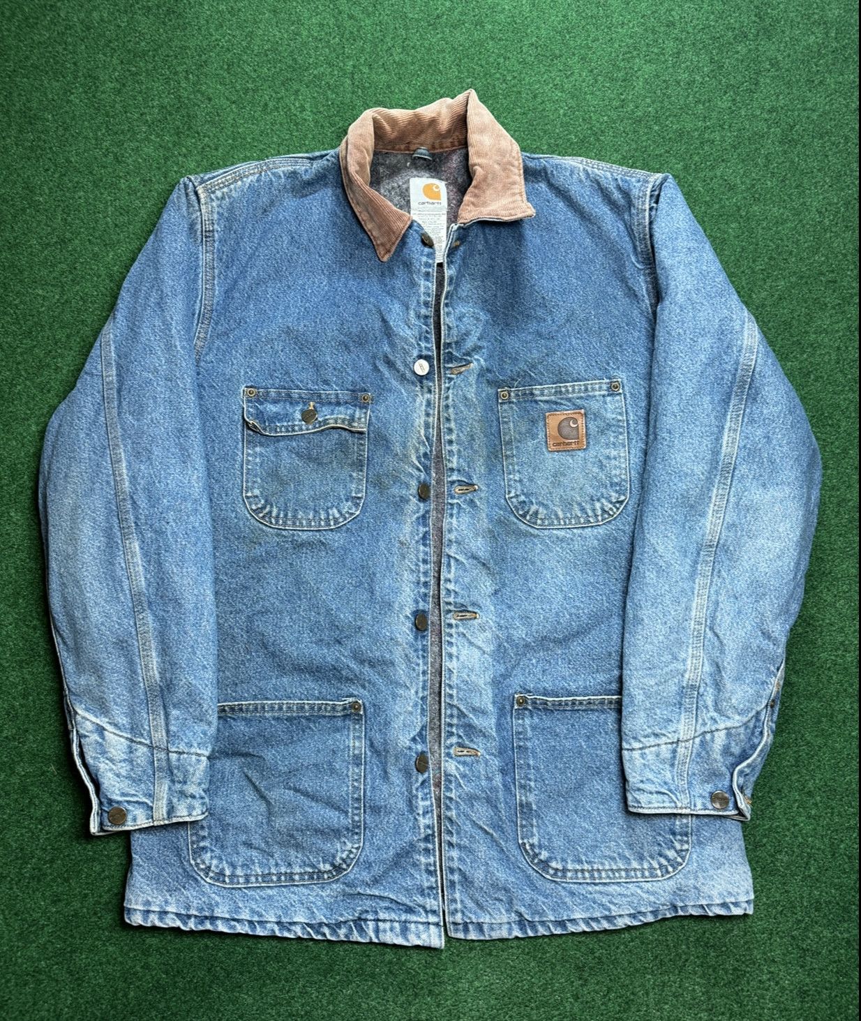 Vintage VTG 90s Carhartt Denim Blanket Lined Detroit Chore Jacket | Grailed