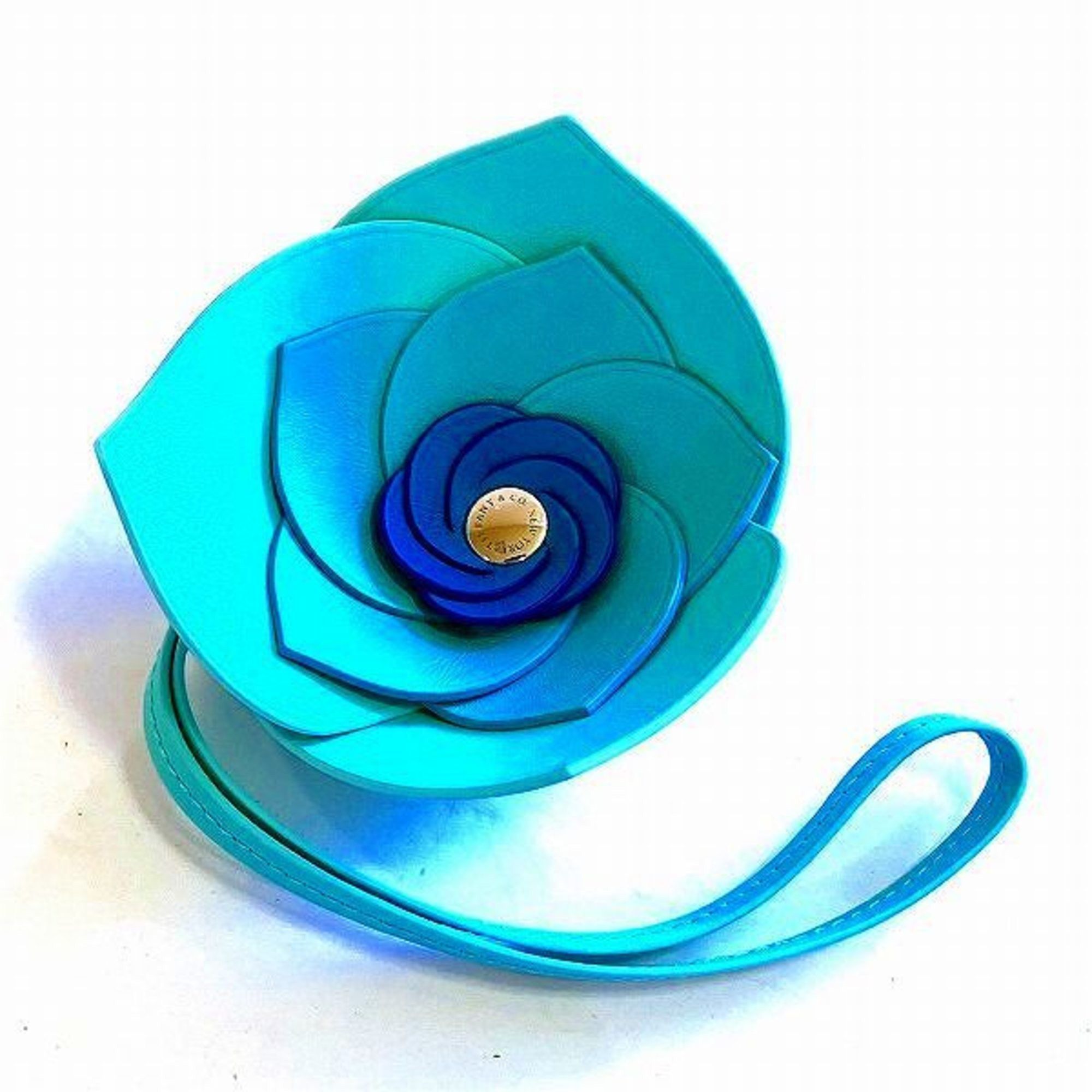 Tiffany & Co. Tiffany bag charm leather blue flower accessory keychain ...
